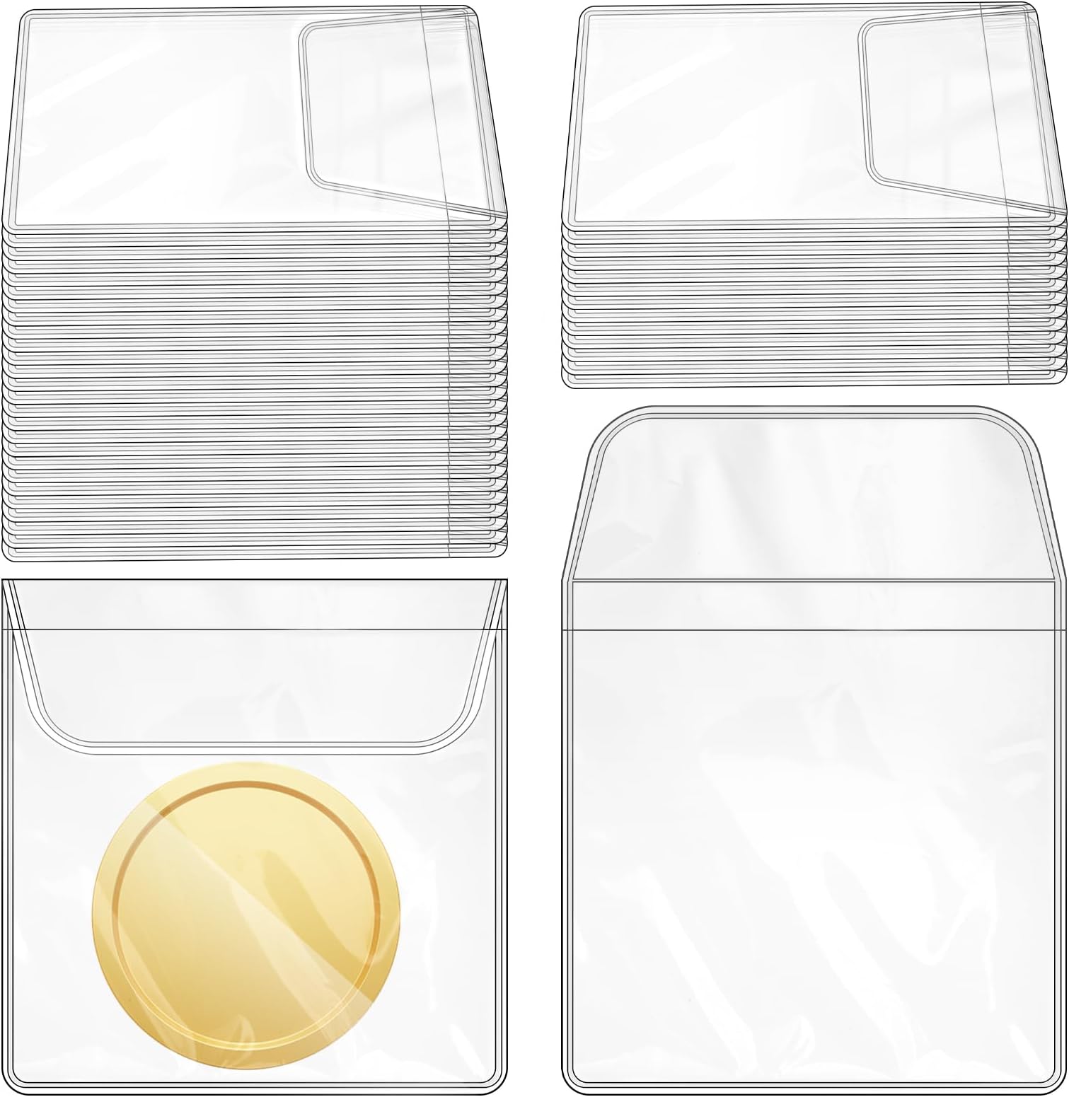 Amazon.com: coin flips 2x2 sleeves 1000pcs, No need to use a stapler ...