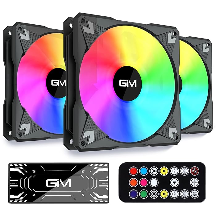 Buy GIM RGB PC Fan 3 Pack 120mm, Black RGB Case Fans 5V-3PIN ...