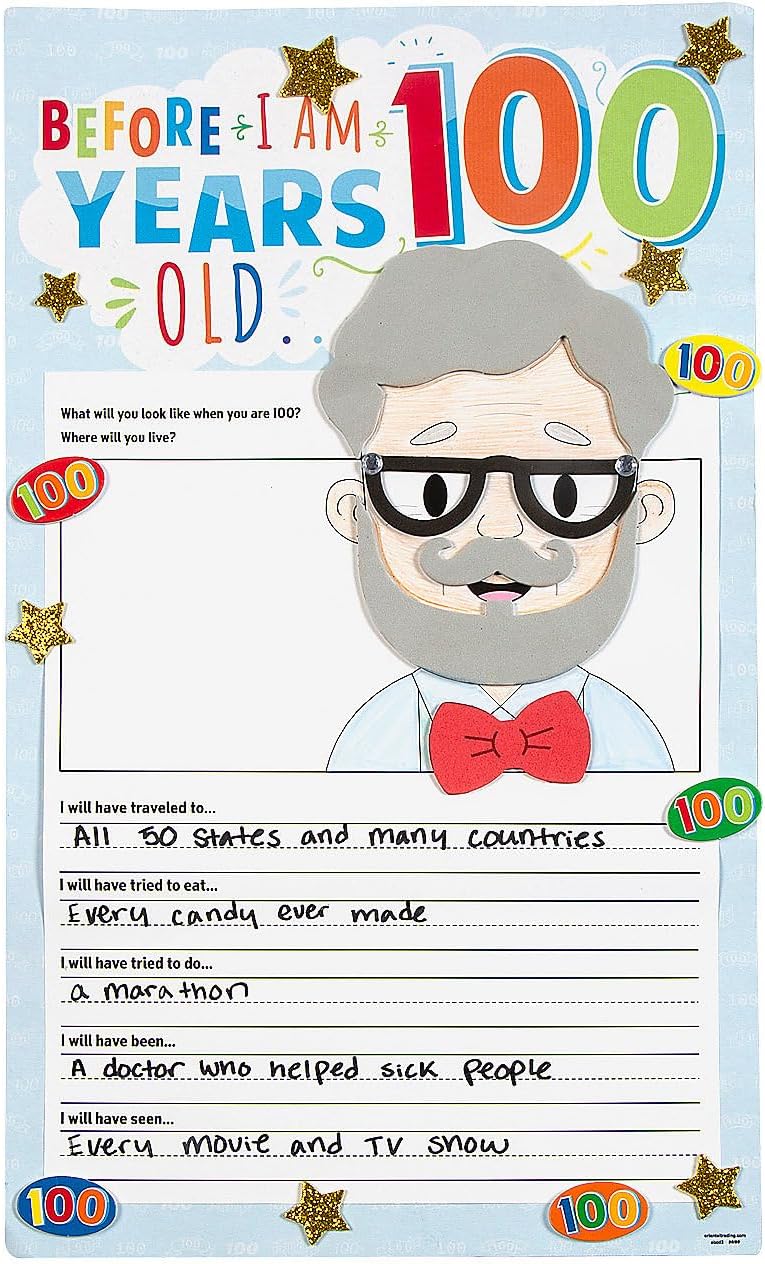 Amazon.com: Fun Express 100th Day Before I Am 100 Years Old Writing ...