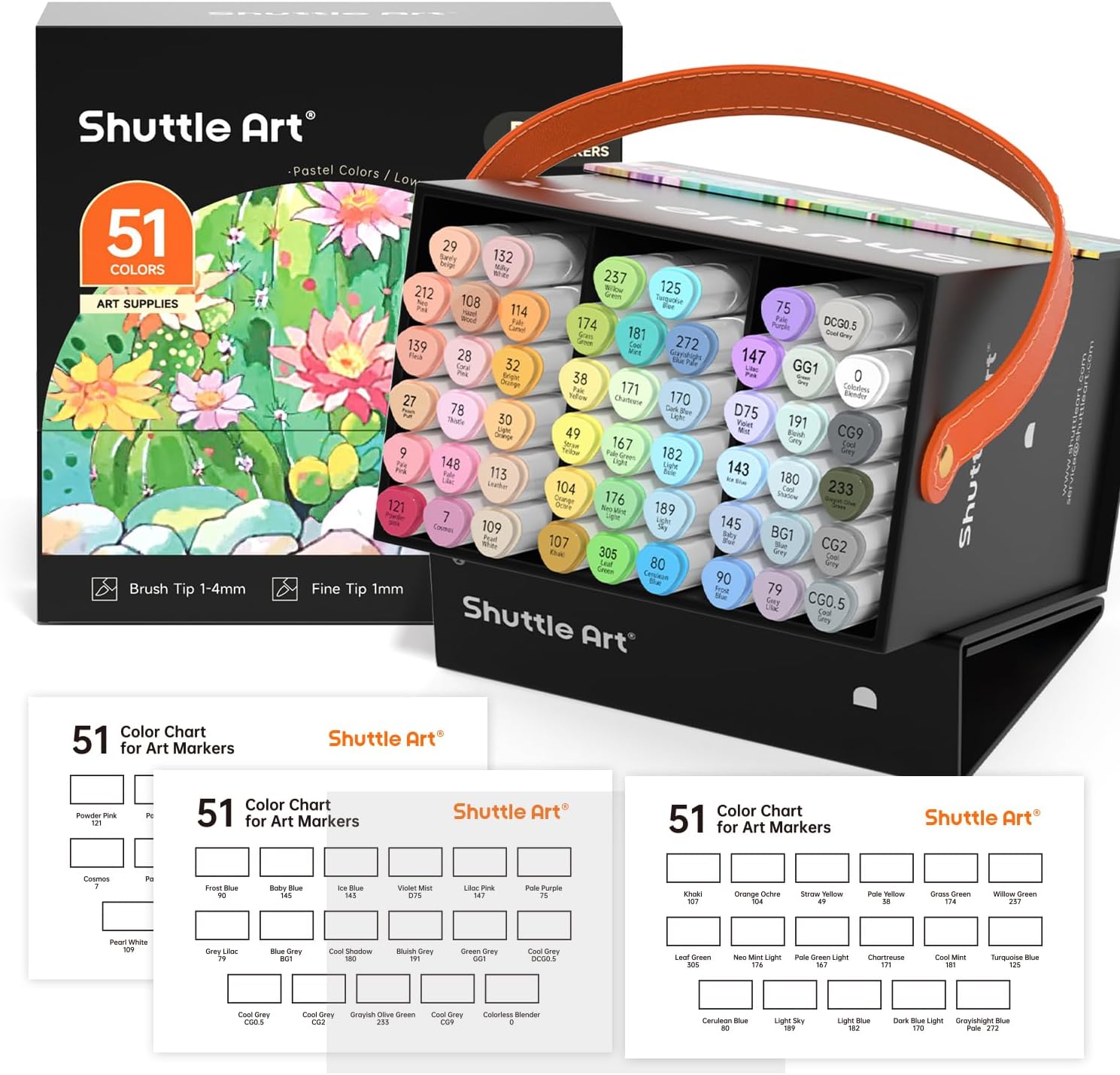 Shuttle Art 51 Pastel Colours Alcohol Markers Brush Tip, Dual Tip Art ...