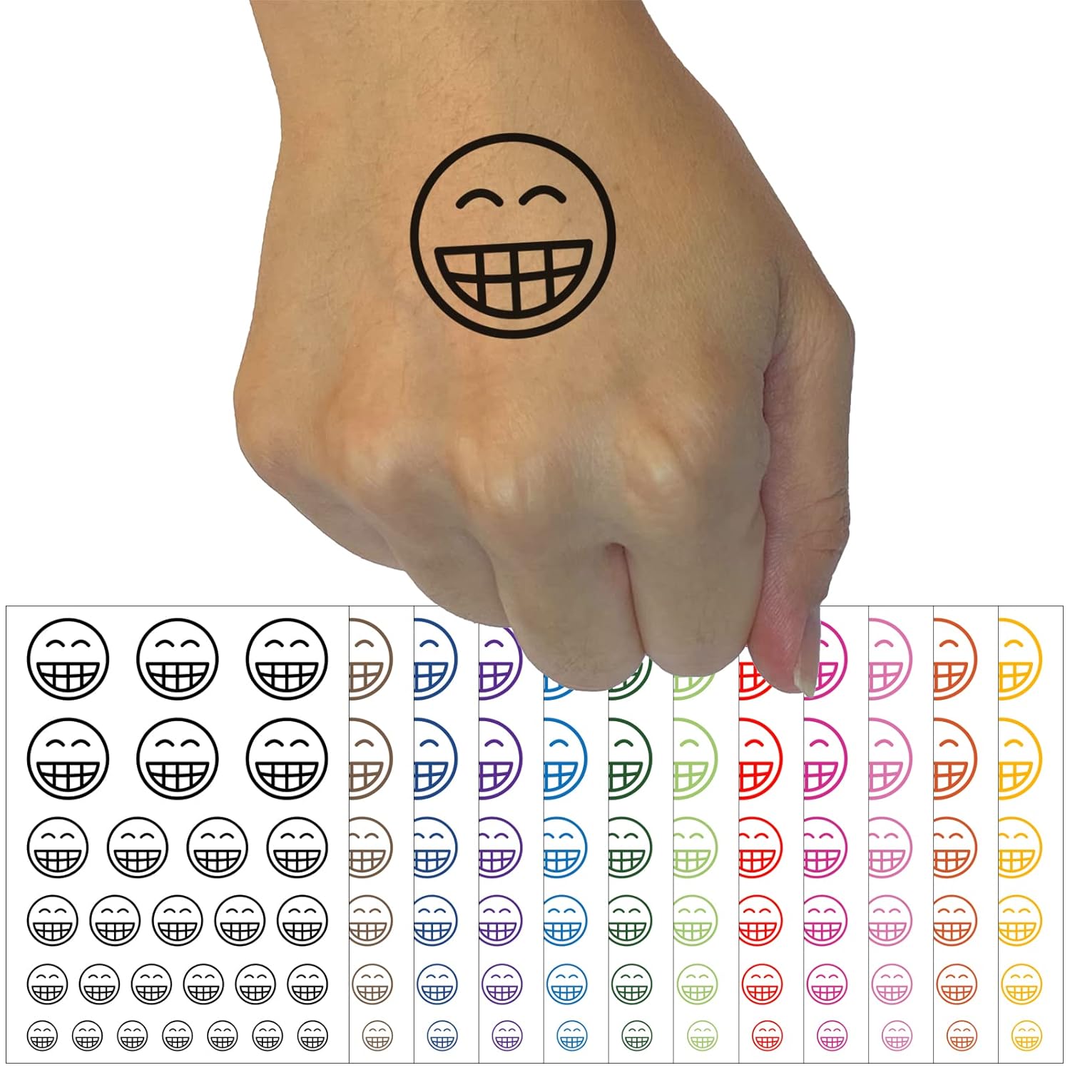 Amazon.com : Happy Face Big Smile Teeth Grin Emoticon Temporary Tattoo ...