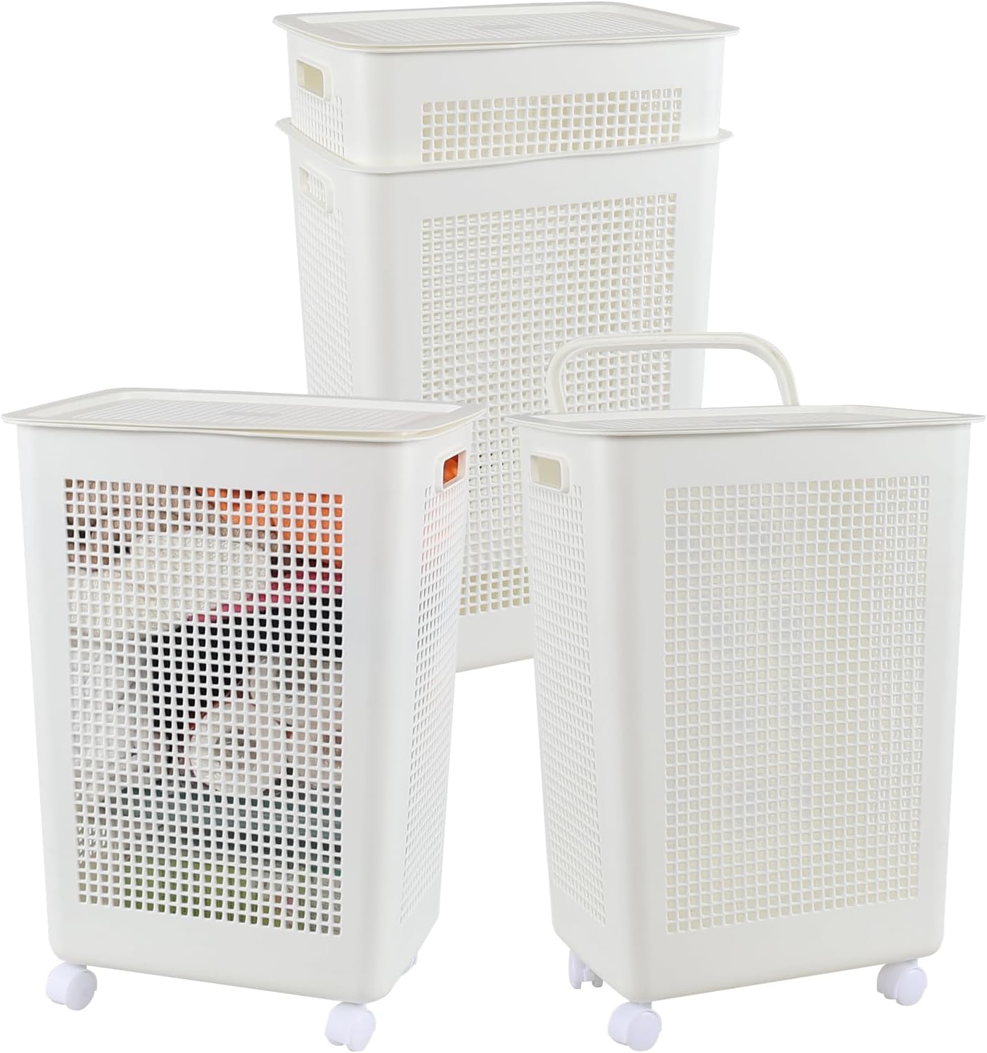 Amazon.com: Rocketmyth 65 L Large Laundry Basket with Lids, Plastic ...