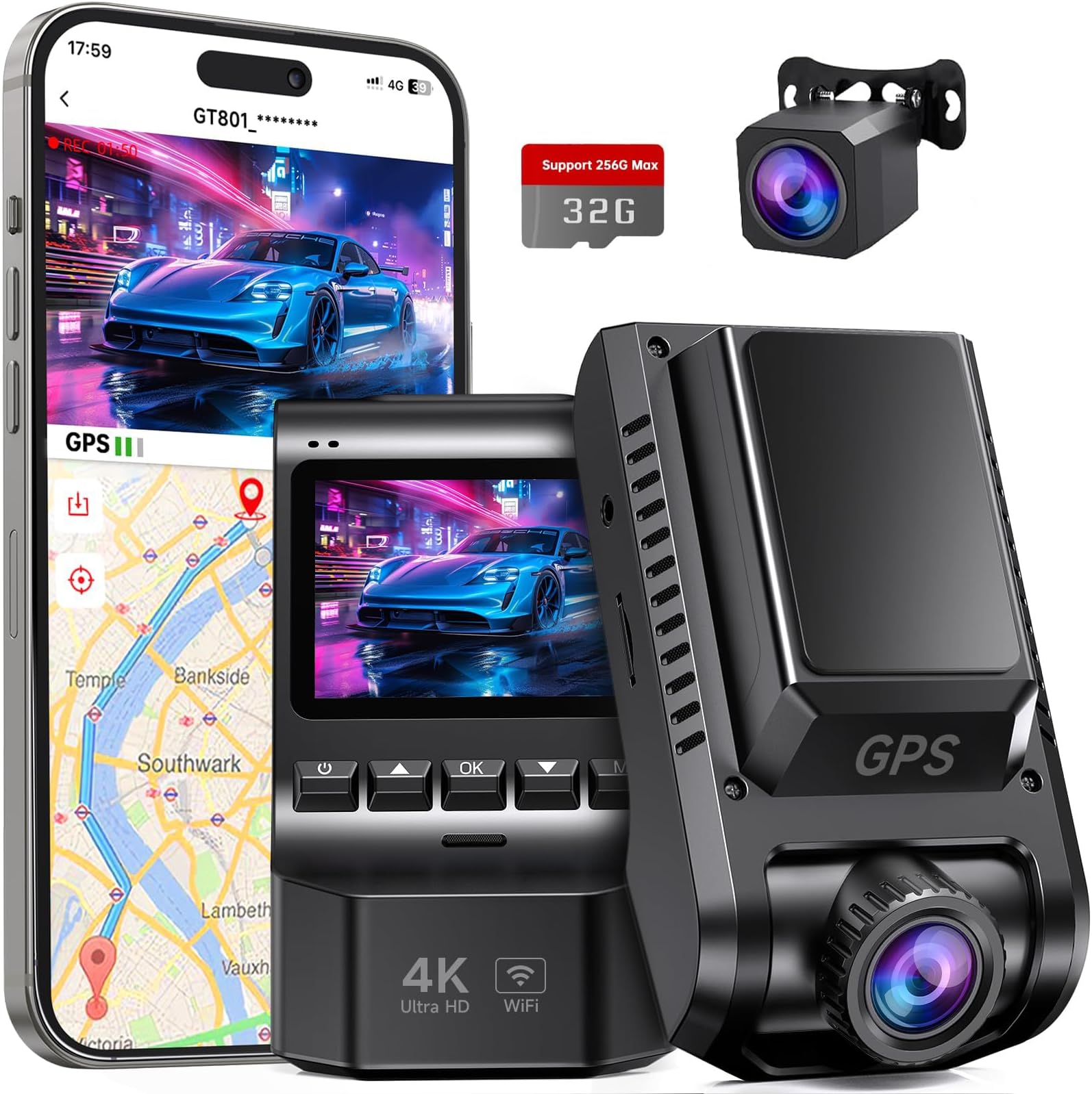 Amazon.com: Ecomoment Dash Cam Front and Rear, 4k+1080P Dual Dash ...