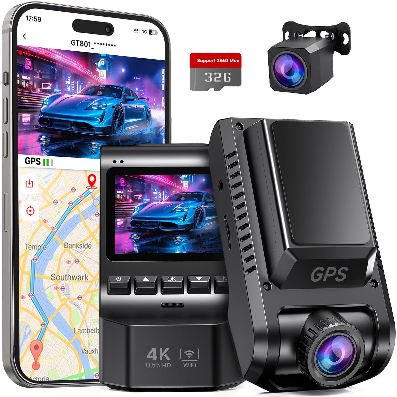 Amazon.com: Ecomoment Dash Cam Front and Rear, 4k+1080P Dual Dash ...