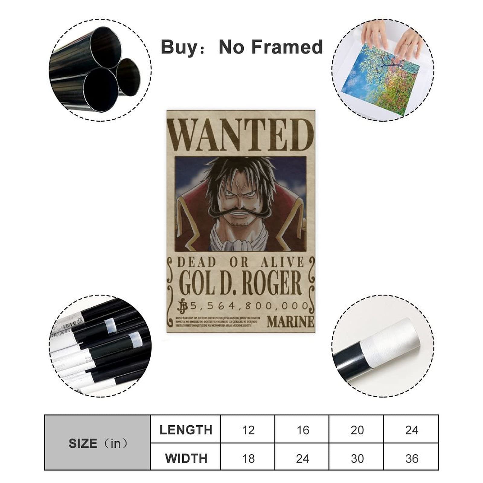 One Piece Gold Roger Wanted Poster Wanted Poster One Piece