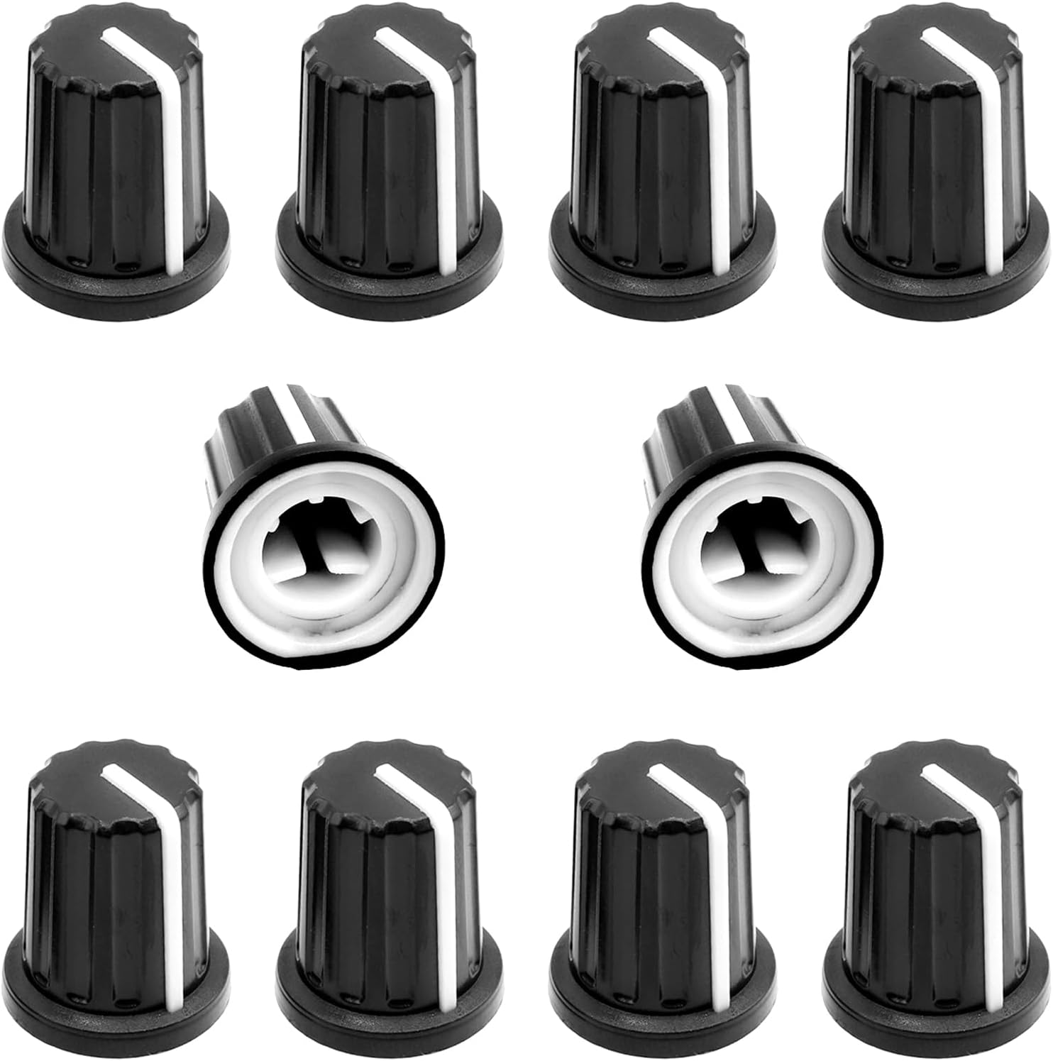 10Pcs 6mm D Type Potentiometer Control Knobs, Plastic Volume Audio Mixer Bass Tone Rotary Knob ...
