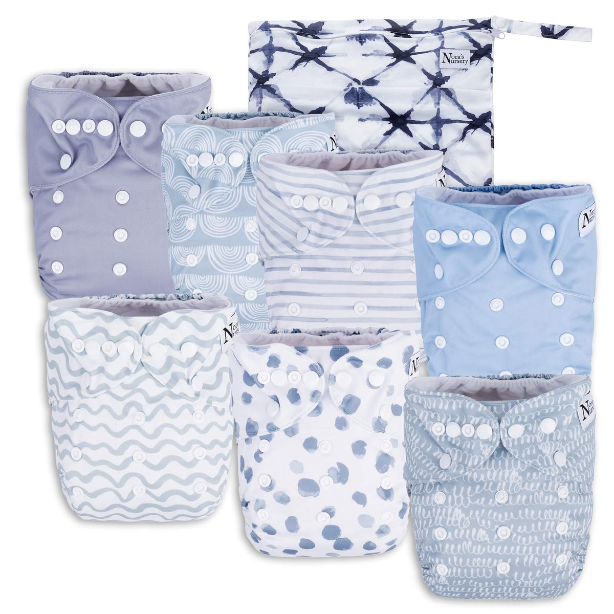 Amazon.com : Something Blue Baby Cloth Pocket Diapers 7 Pack, 7 Bamboo ...