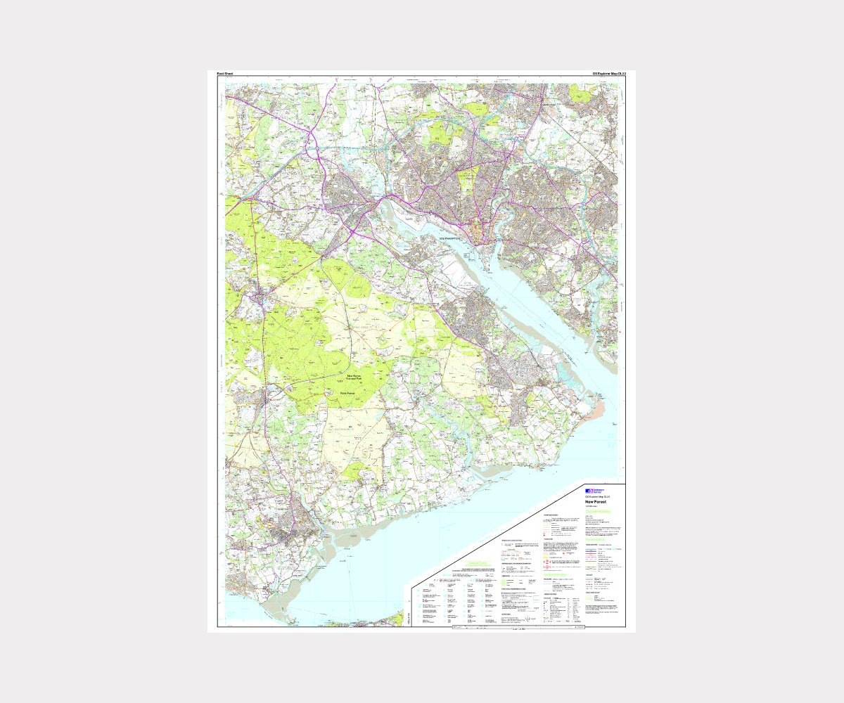 Explorer OL22 ~ New Forest ~ Ordnance Survey Laminated Wall Map (approx ...