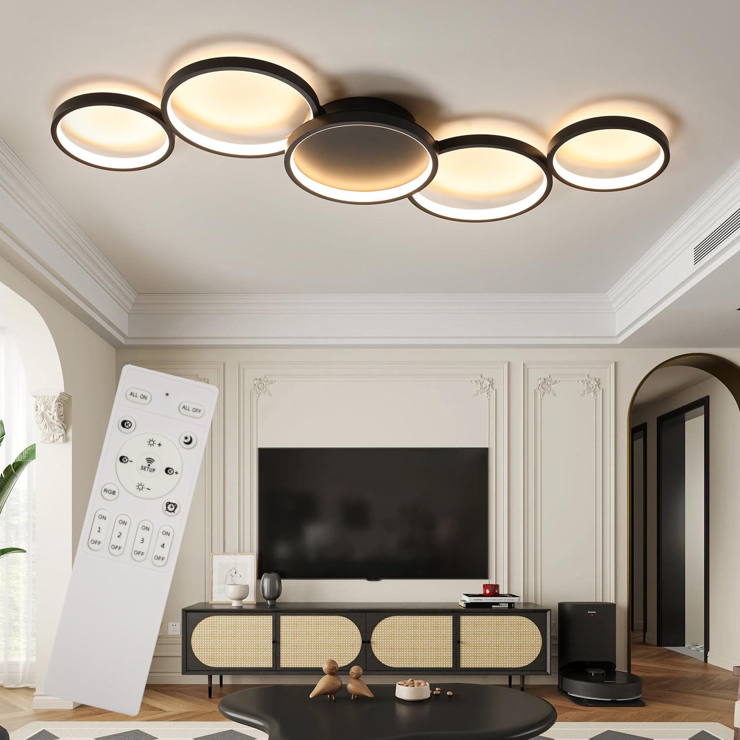 ULihaian Modern LED Flush Mount Ceiling Light - 55w dimmable Ceiling ...