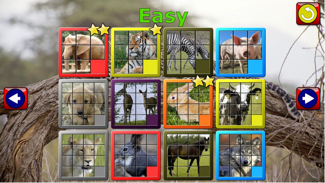 Kids Animal Slide Puzzle 15 - mystic squares shape rearranging mosaic ...