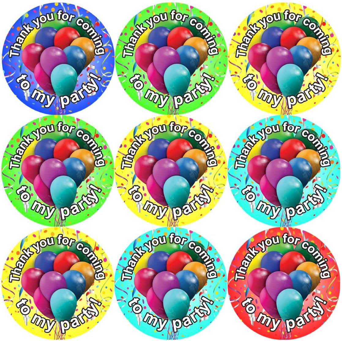 40mm Bright Rainbow Thank You for Coming to My Party Round Birthday ...