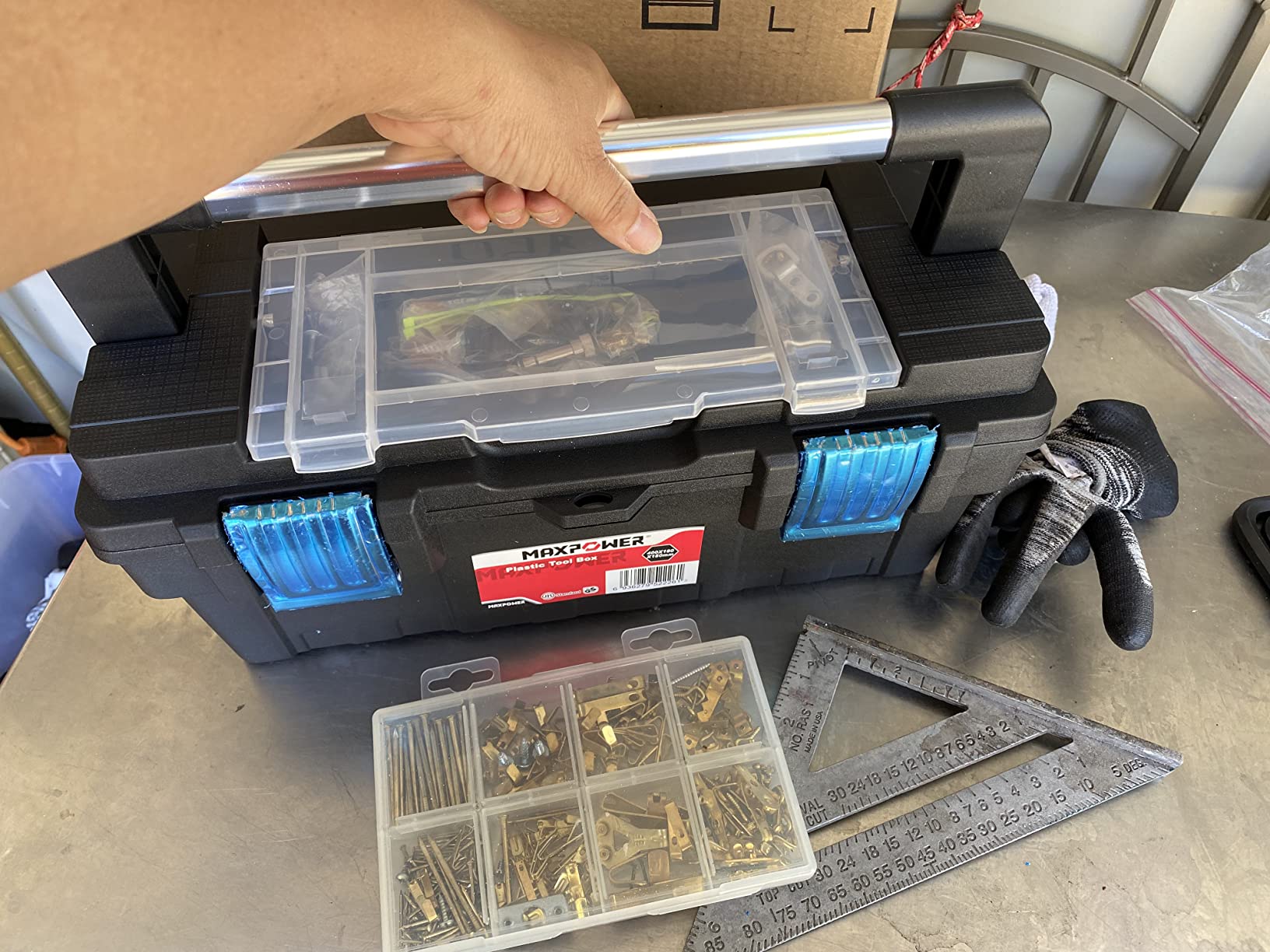 $7/mo - Finance MAXPOWER 16 inch Tool Box with Removable Tray, Portable ...