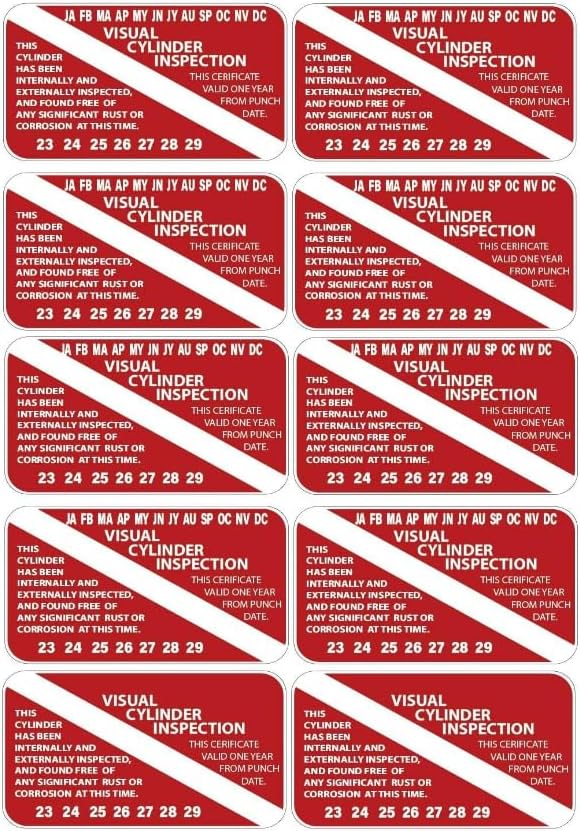 Amazon.com - Set of 20 Scuba Visual Cylinder Inspection Vinyl Sticker ...