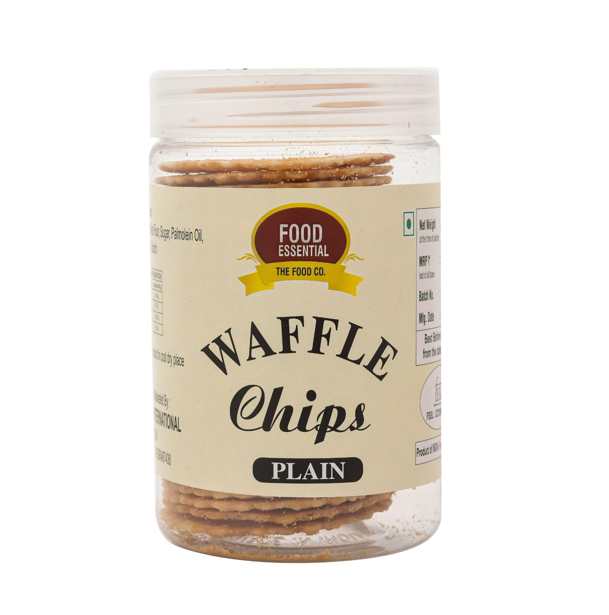 Food Essential Whole Plain Waffle Chips [Crispy and Baked] 180 gm. (30 ...