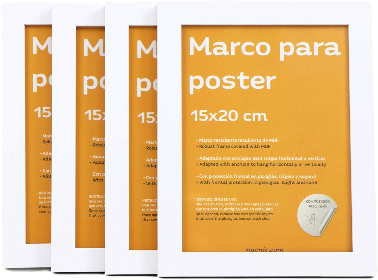 Nacnic Set of 4 Robust Classic photo frame to protect and display ...