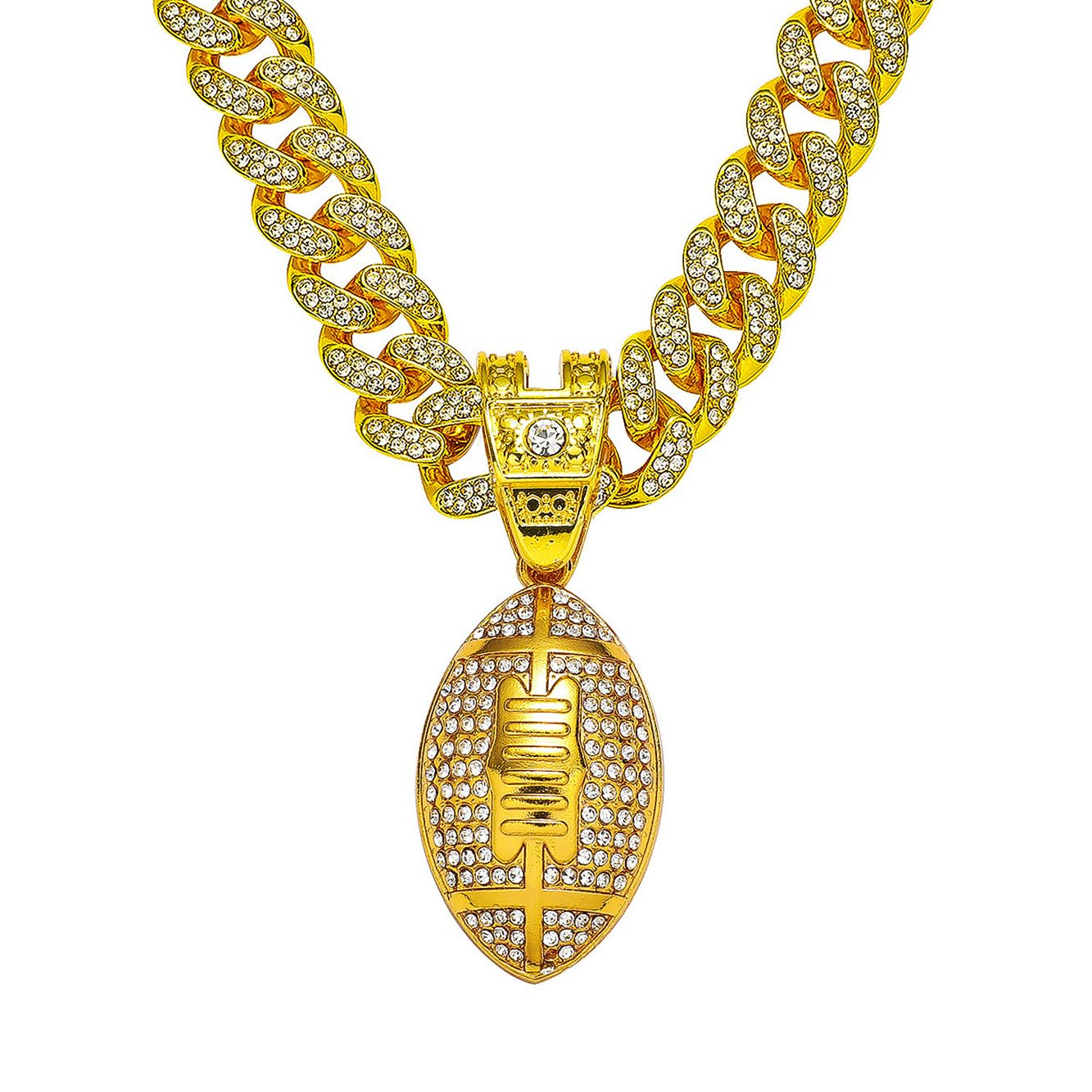 VUIFONGS Iced Out Pendant American Football for men Cuban Link chain ...