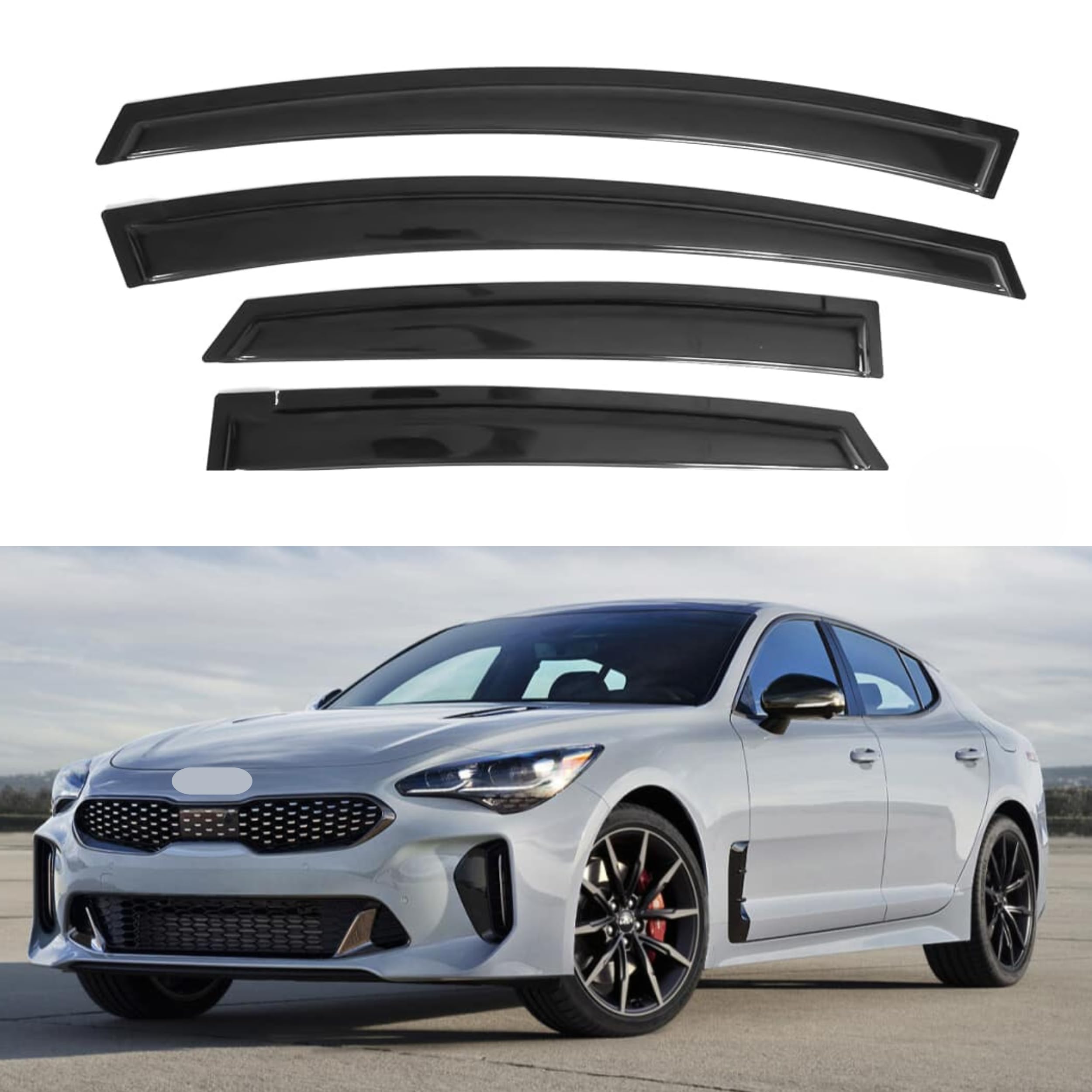Amazon.com: IG Window Visor for Kia Stinger 2017-2023, Rain Guard Tape ...