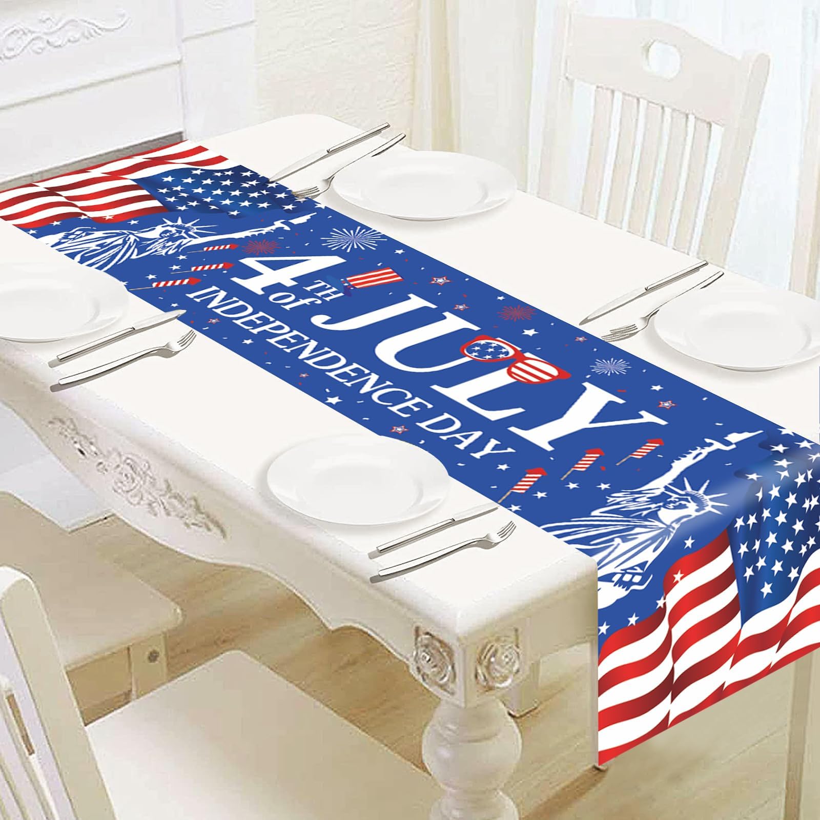 Amazon.com: 4th of July Table Runner Decorations - 71x13 Inch Linen ...
