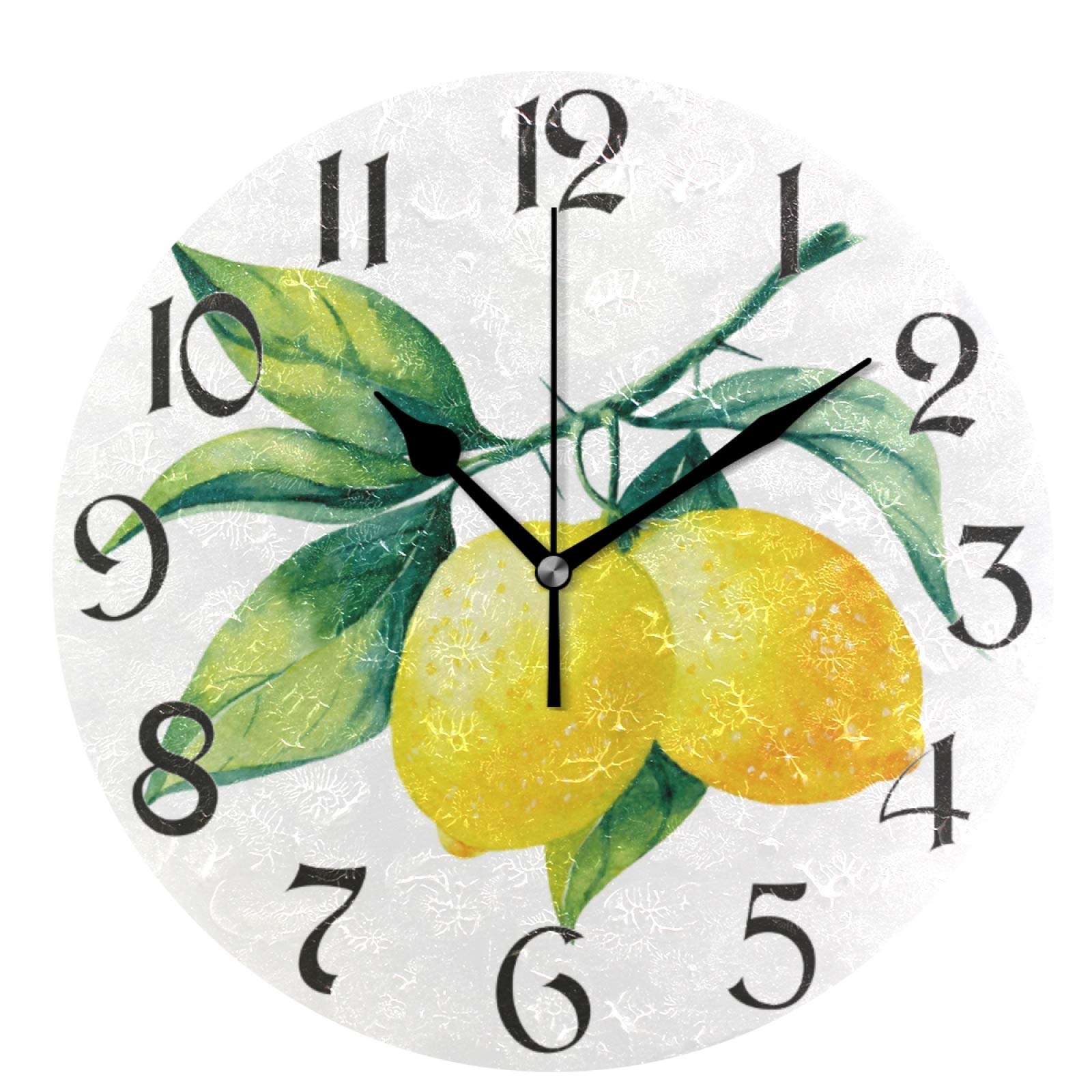Amazon.com: stargrass Lemon Yellow Fruits Wall Clock Round - Non ...
