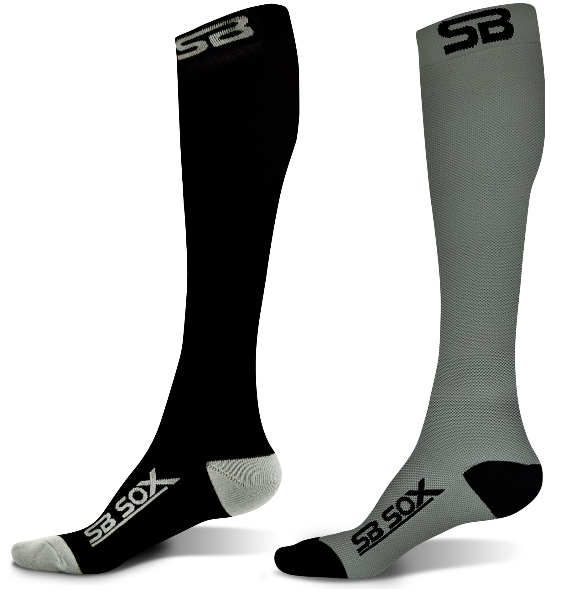 Amazon.com: 2 Pairs Size Large Compression Socks (Black/Gray + Gray ...