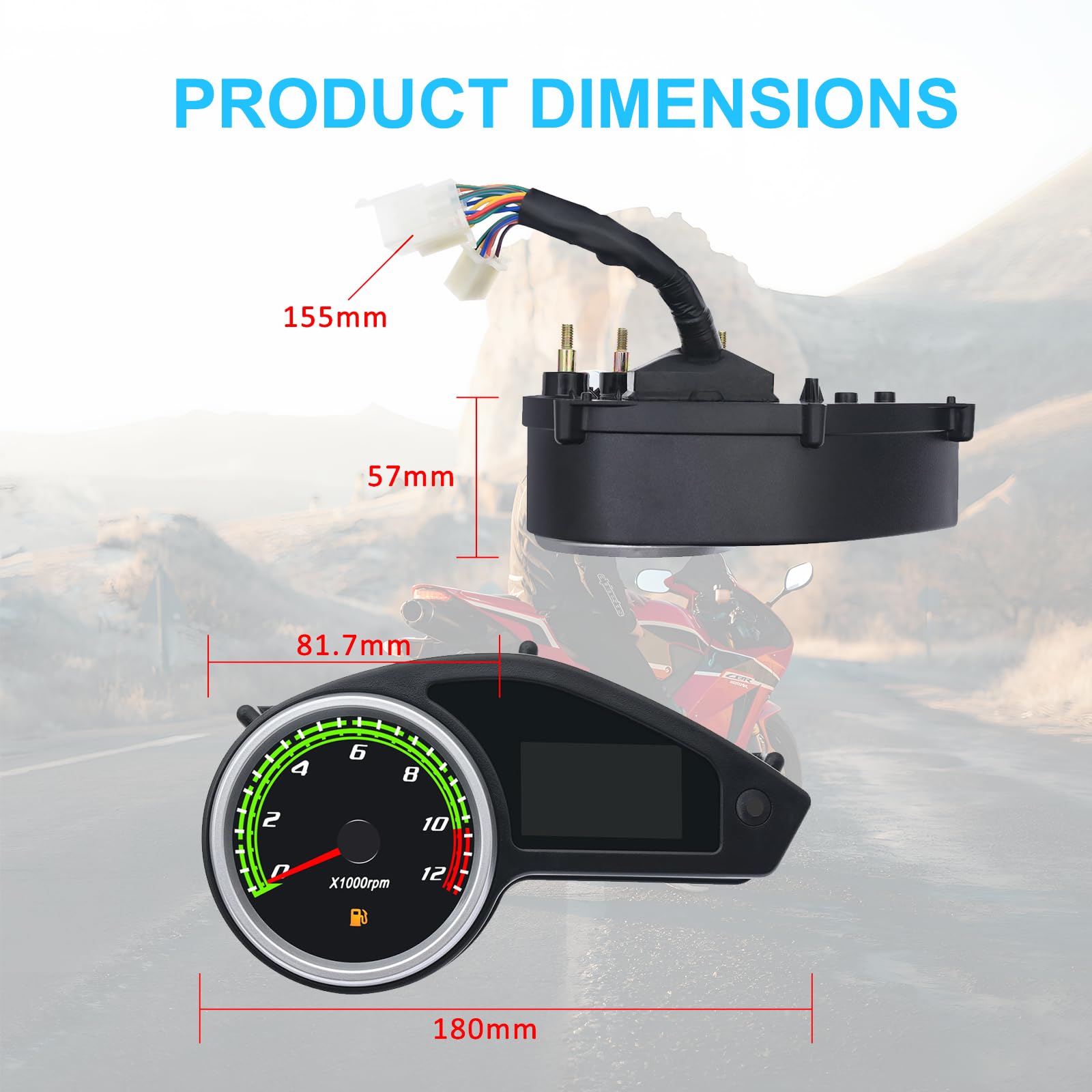 Snapklik.com : Motorcycle Speedometer Gauge 12000RPM Universal Digital ...