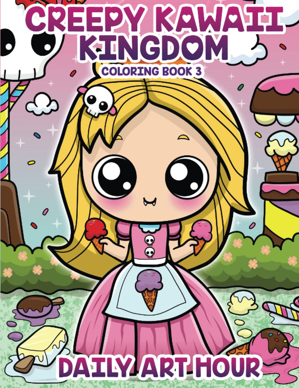 Creepy Kawaii Kingdom Coloring Book 3: Cute Adorable Pastel Goth ...