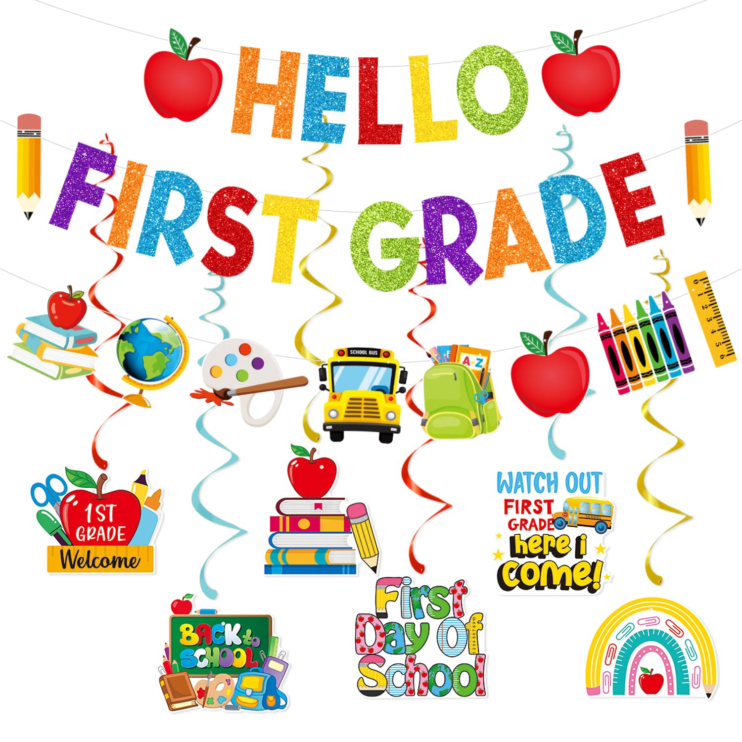 Hello 1st Grade Banner First Day Of 1st Grade Decorations | Desertcart ...