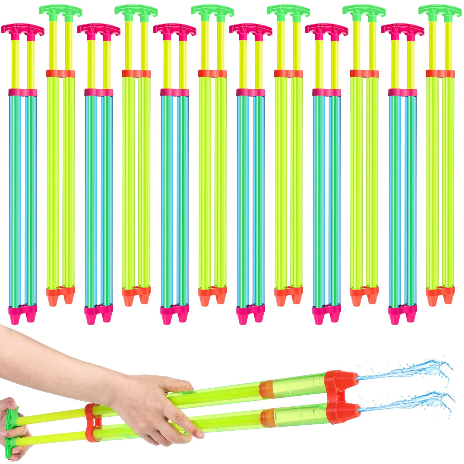 Libima 12 Pcs Crayon Water Gun 24.8 Inch Double Tube Water Squirter ...