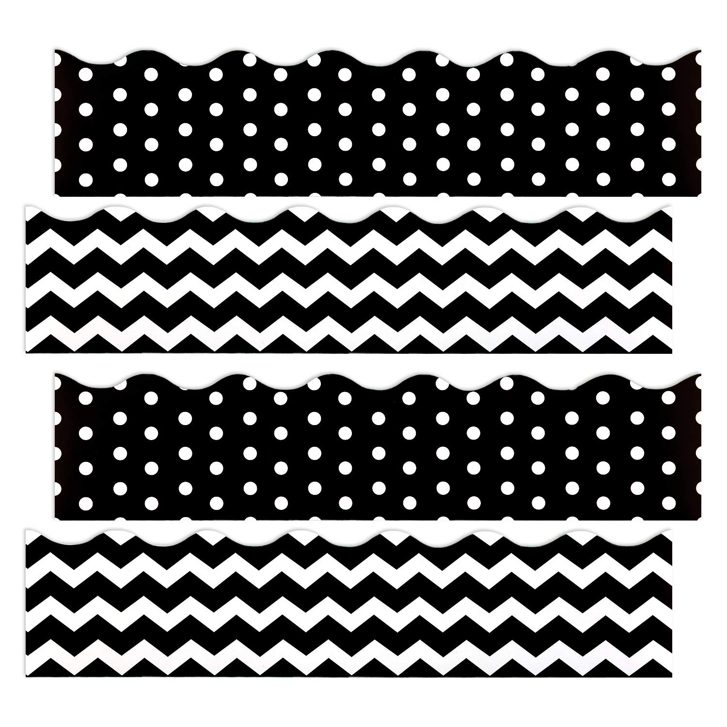 Bulletin Board Trim 80ft Black & White Bulletin Board Borders - Polka ...