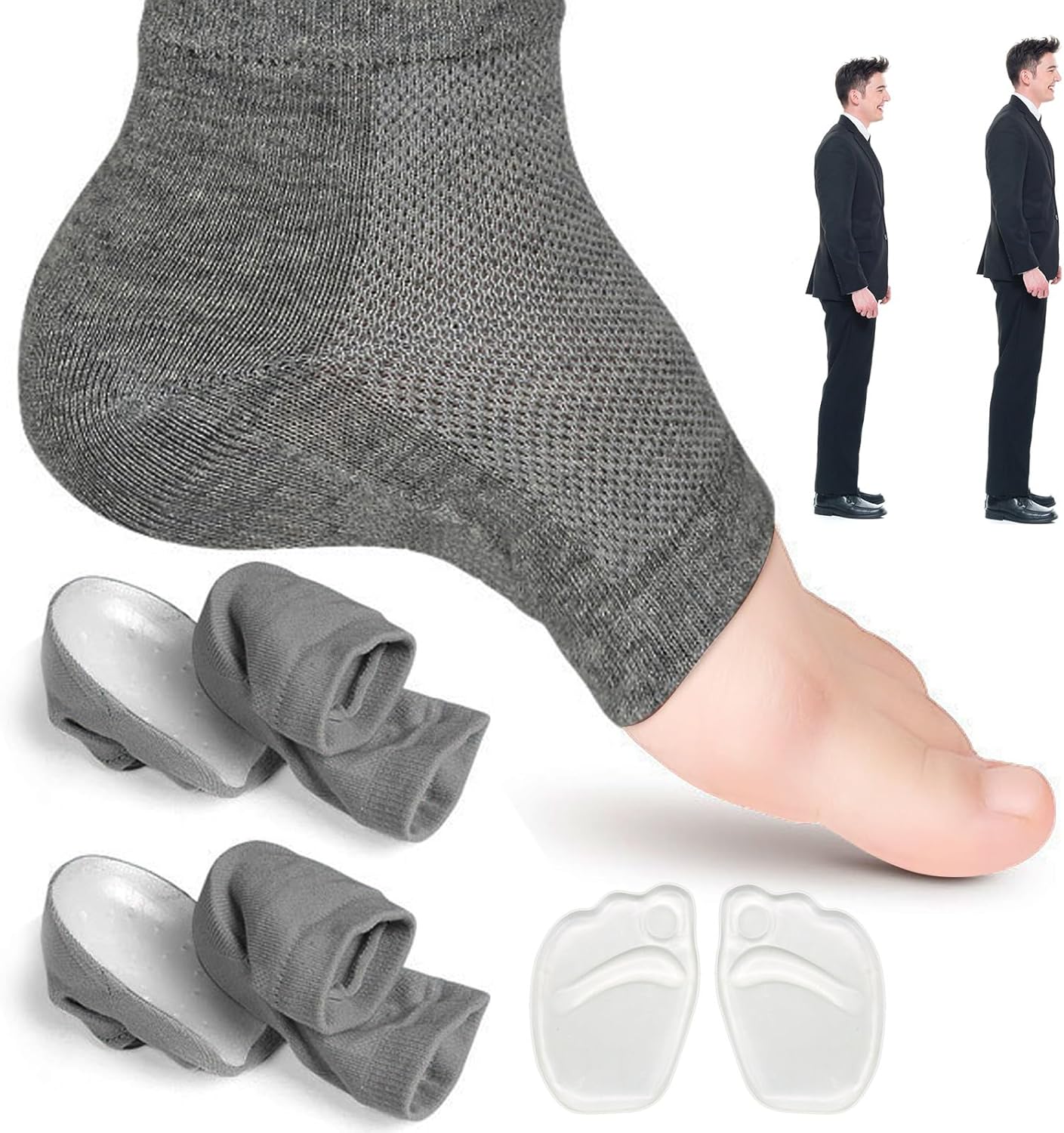 Amazon.com: ZYKORT 2Pairs Height Max Socks Invisible, Non-Slip ...