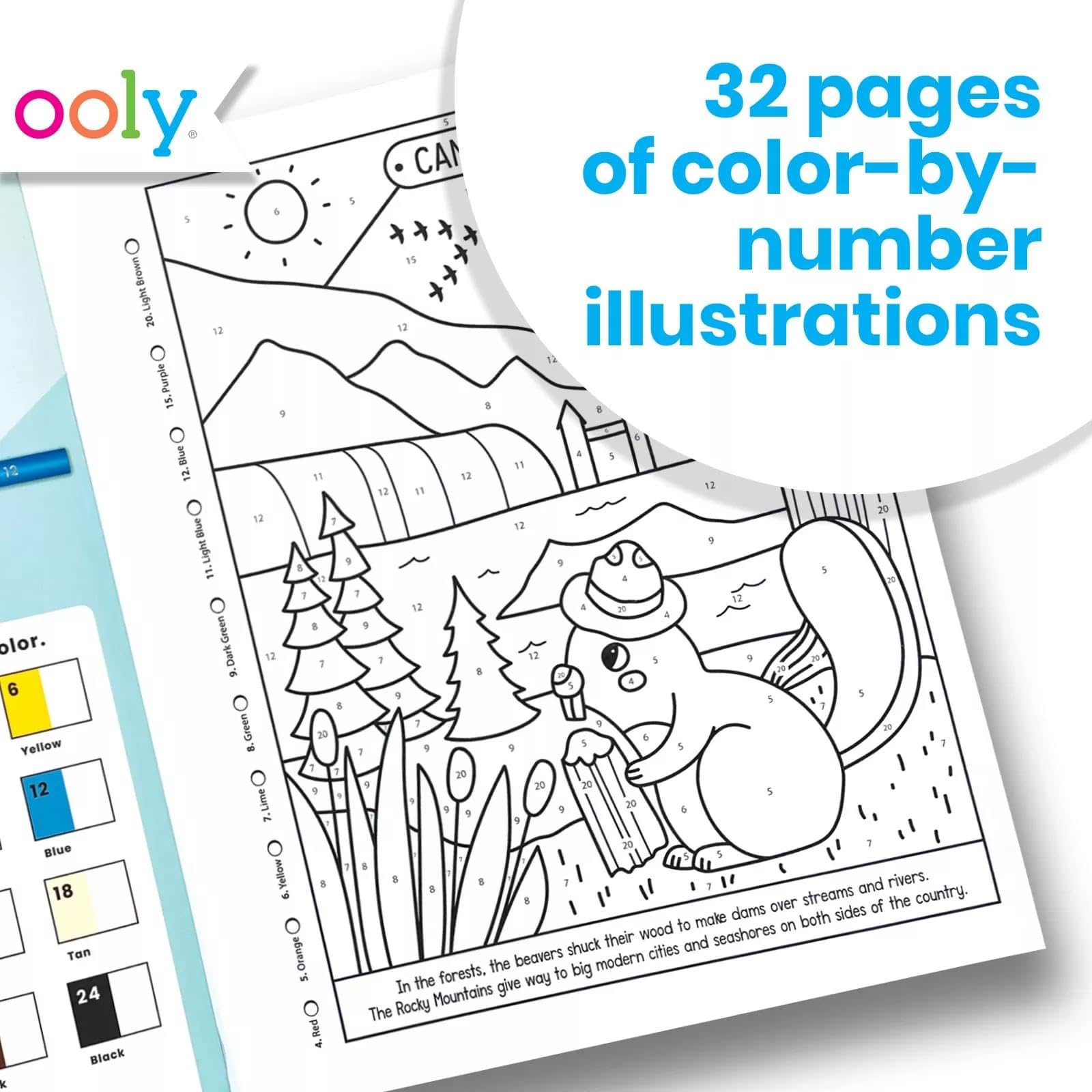 Snapklik.com : OOLY Color By Number Coloring Book, Includes 32 Pages