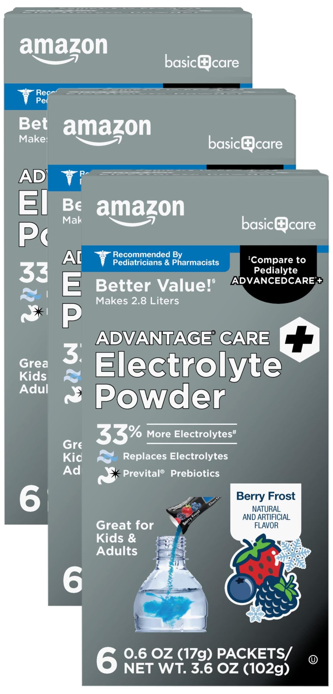 Amazon.com: Amazon Basic Care Advantage Care Electrolyte Powder Packets ...