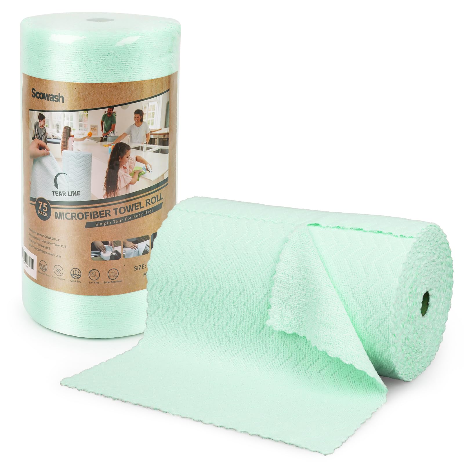 Amazon.com: SOOWASH Microfiber Cleaning Cloths Roll 75 Pack Pack 11.8 ...