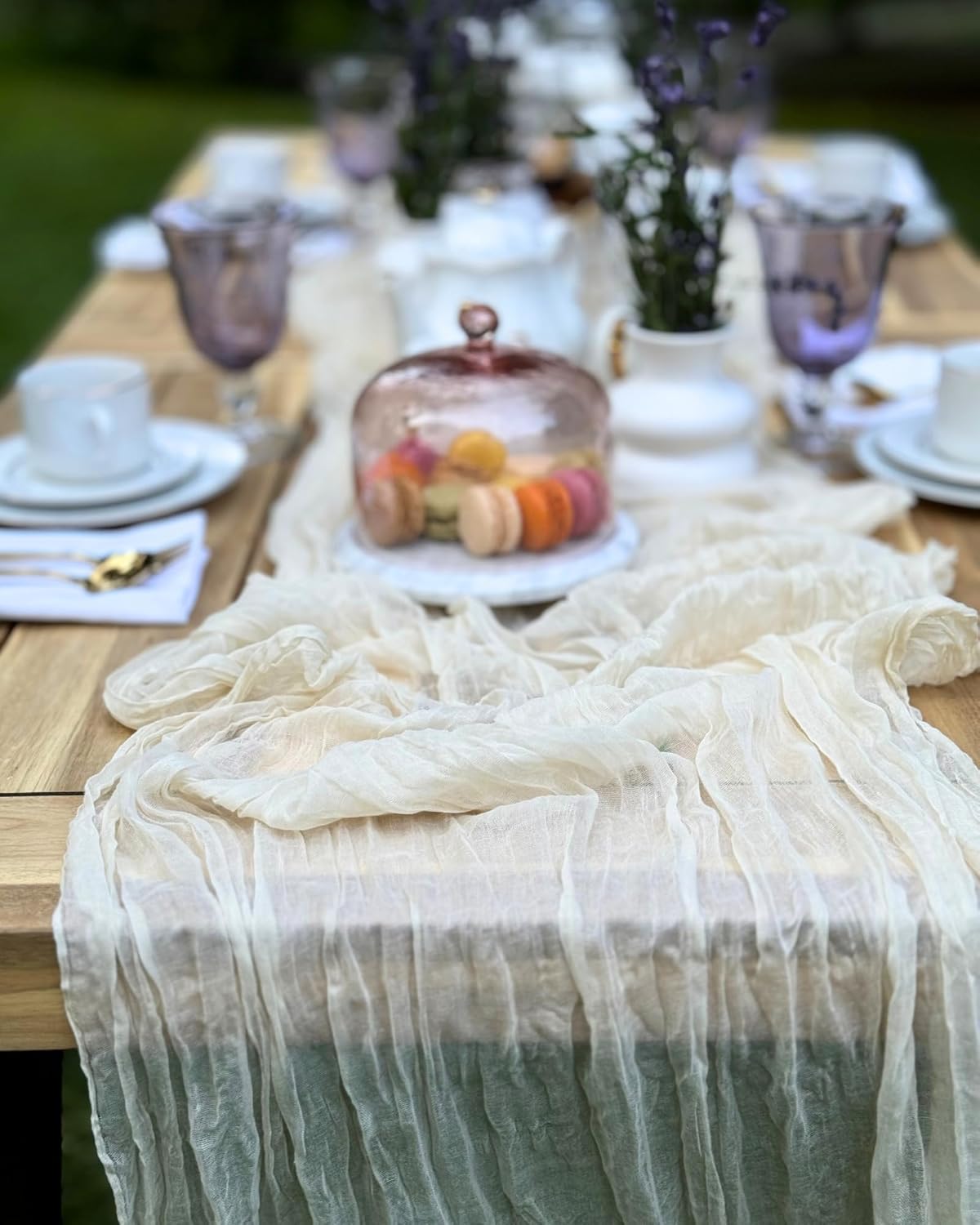 Amazon.com: LUCKNUT 1 Pack Ivory Cheesecloth Table Runner; 13Ft Extra ...