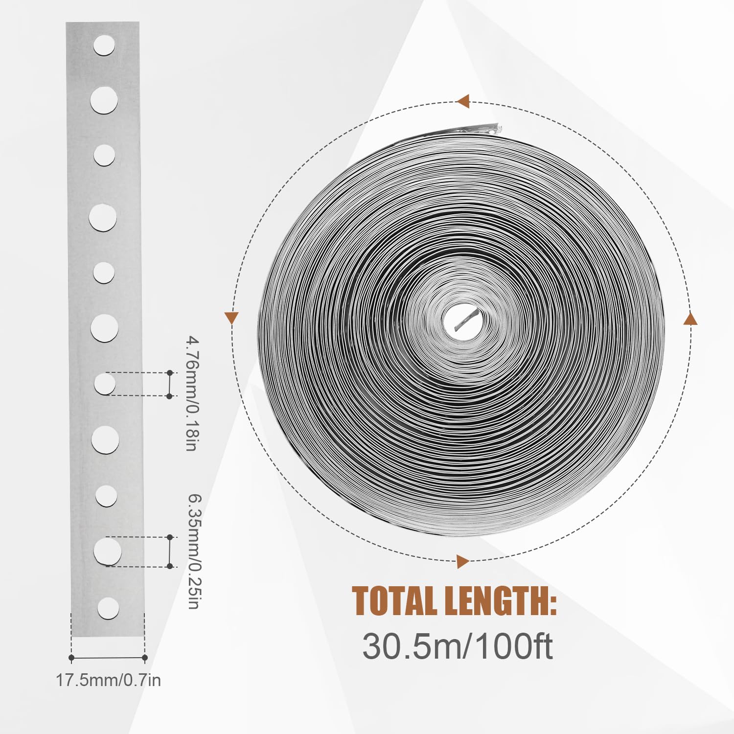 Metal Straps With Holes 100ft Galvanized Metal Strapping - 0.7 Inch ...