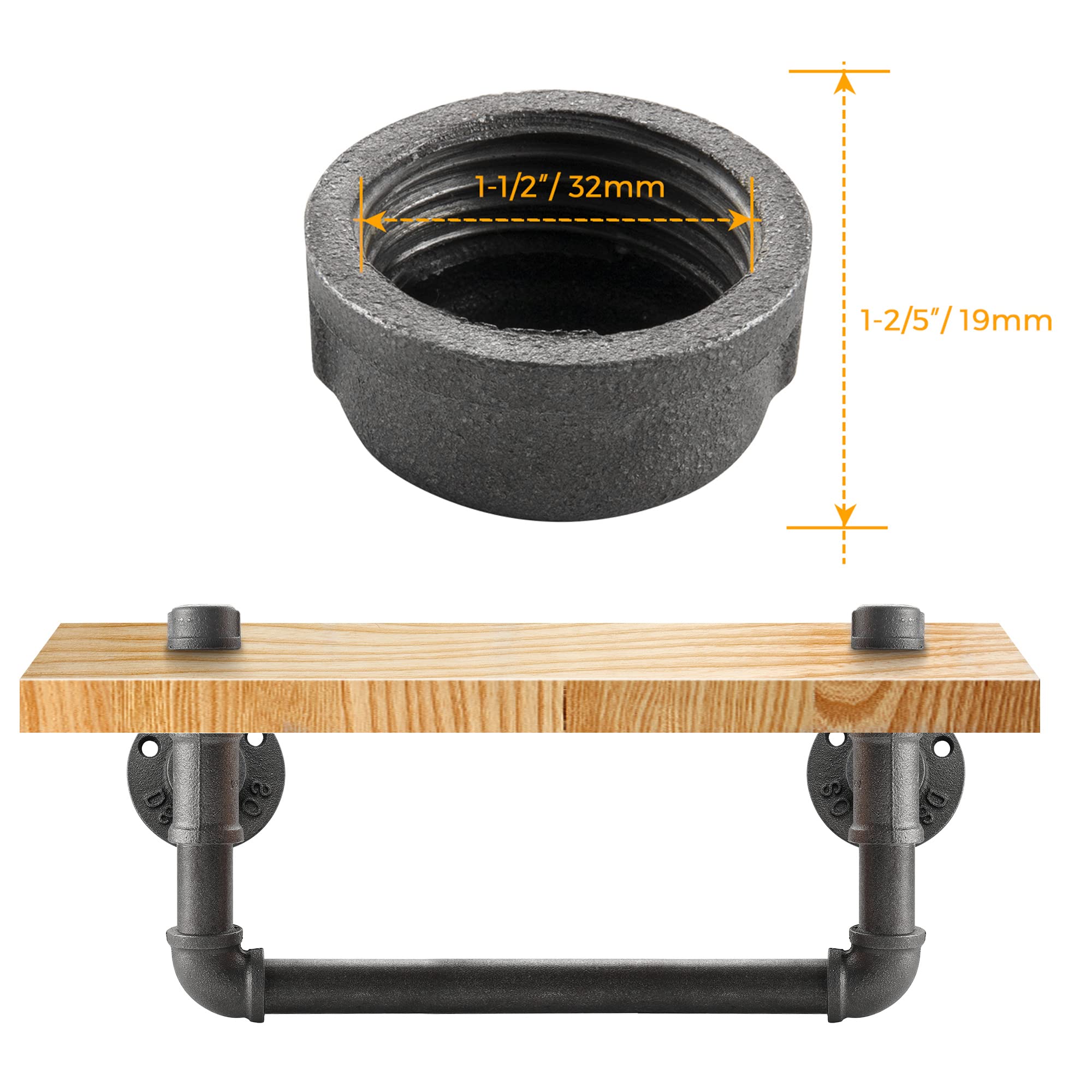 Snapklik.com : 1" Industrial Pipe Fitting Caps - 20 Pack Iron Cast ...
