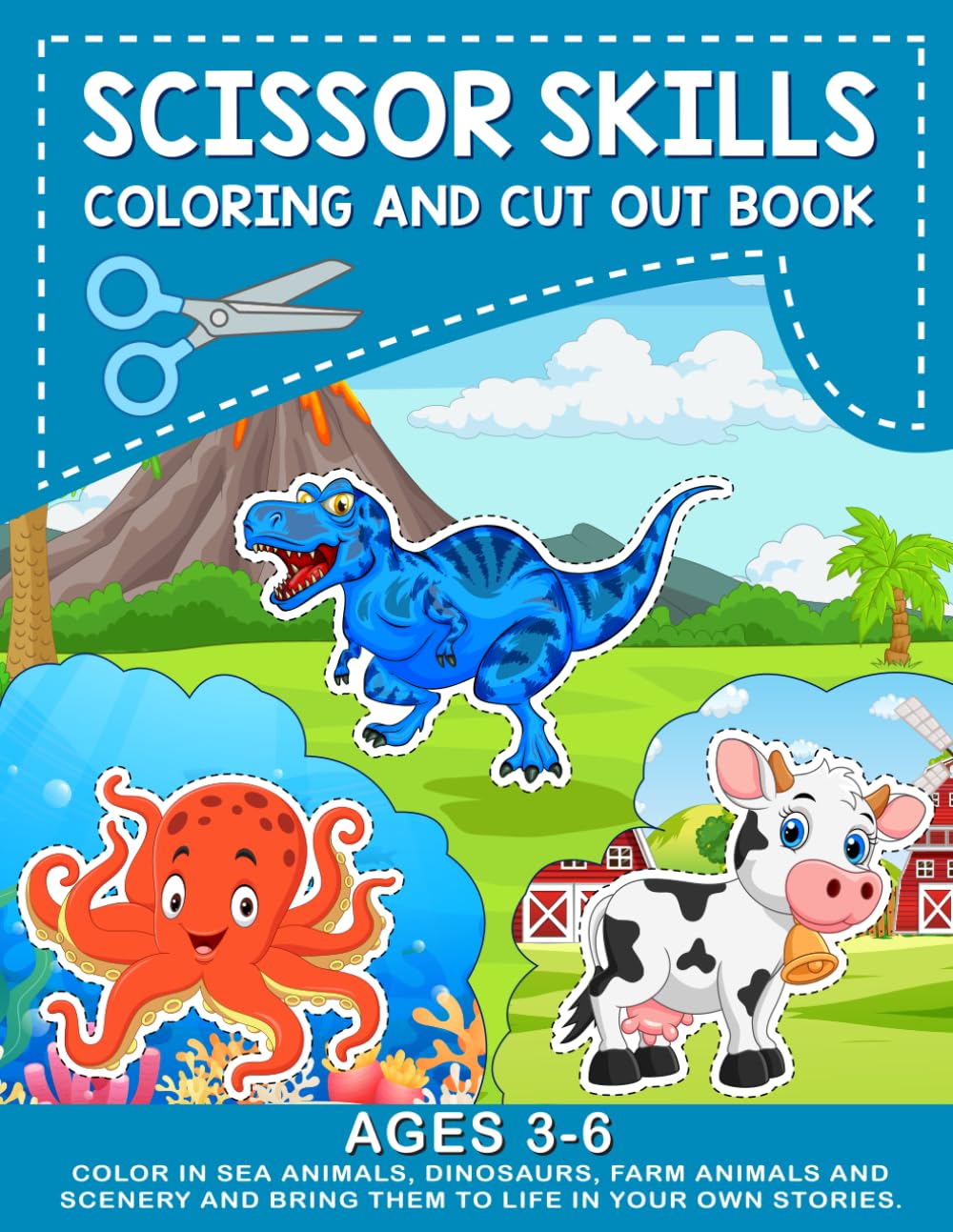 Scissor Skills, Cut Out & Activity Book: Color and cut out sea animals ...