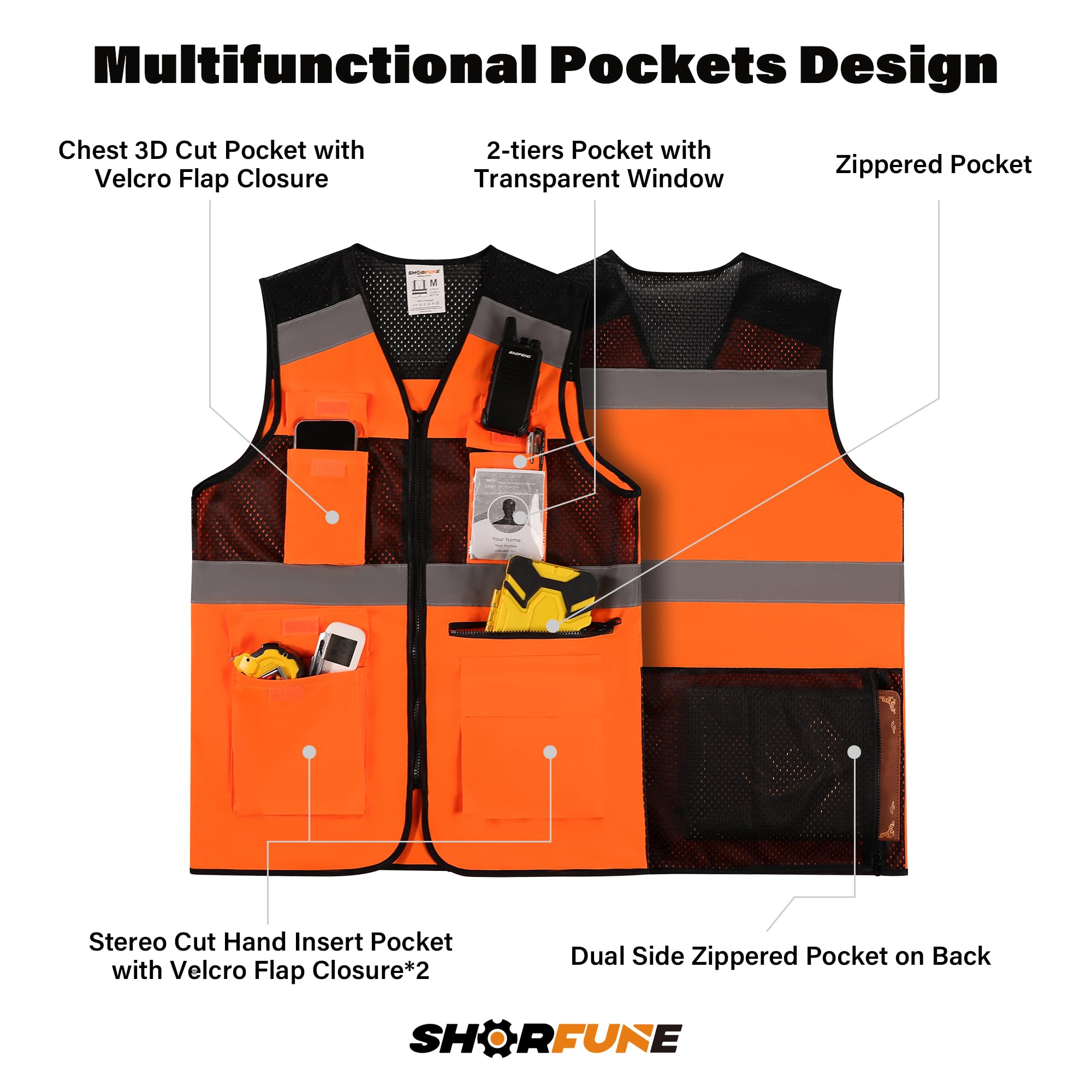Snapklik.com : SHORFUNE High Visibility Work Vest, Lightweight And ...