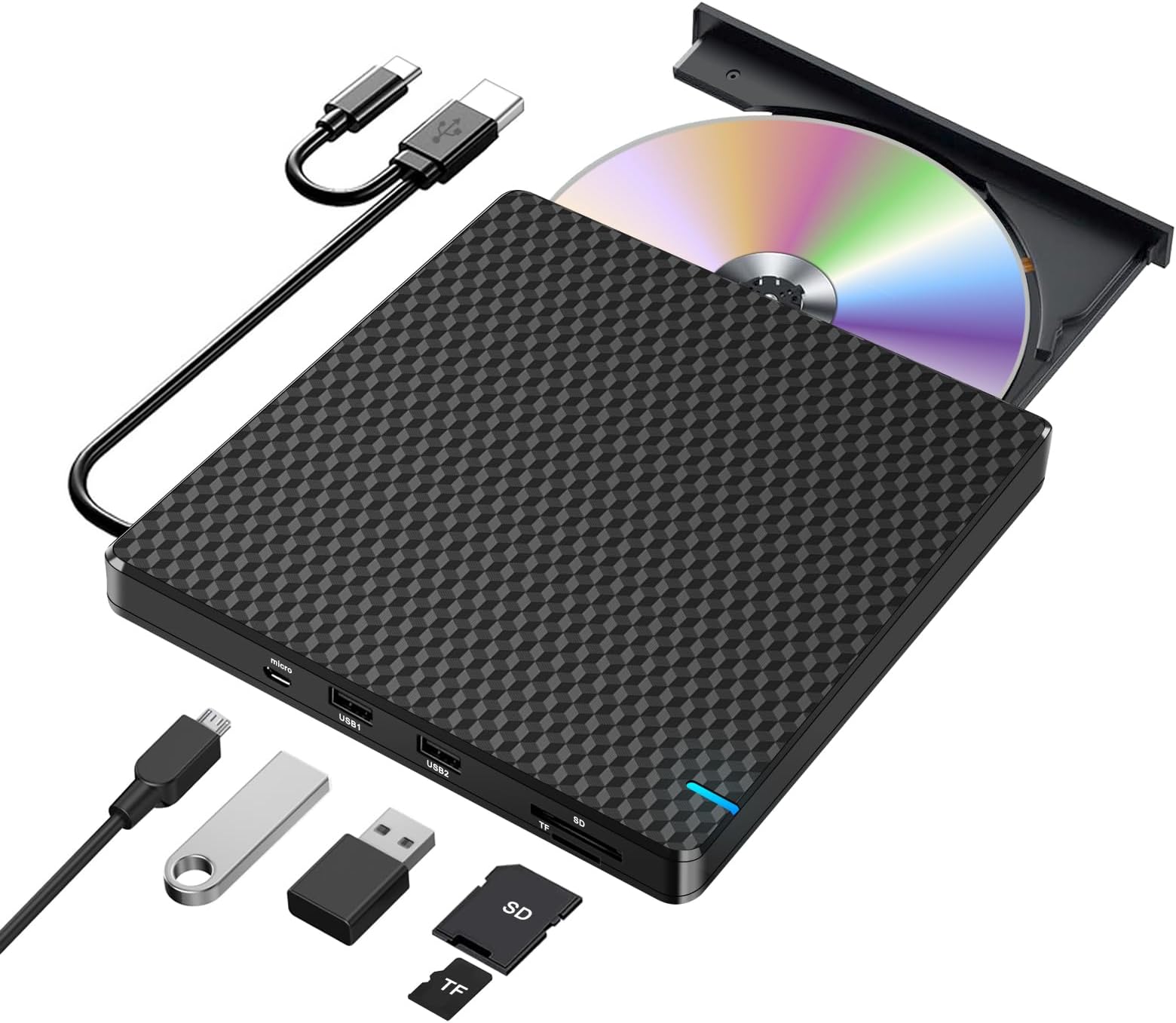 NOLYTH External CD/DVD Drive for Laptop - USB 3.0 Slim Burner, ROM ...