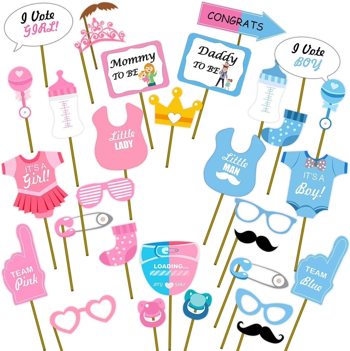 Party Propz Baby Shower Props-29 Pcs,Baby Shower Decoration Items|Mom ...
