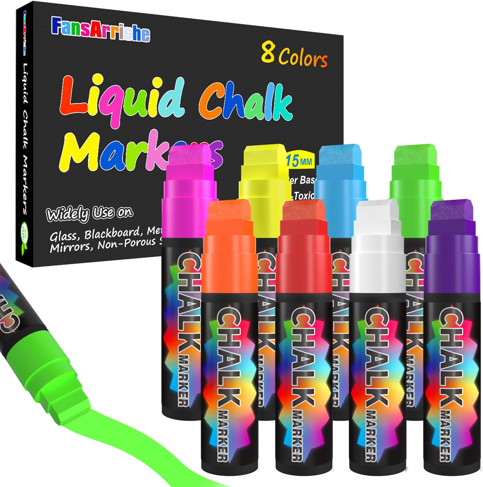 SAYEEC Chalk Markers, 8 Bright Colors Erasable Liquid Chalk Markers ...