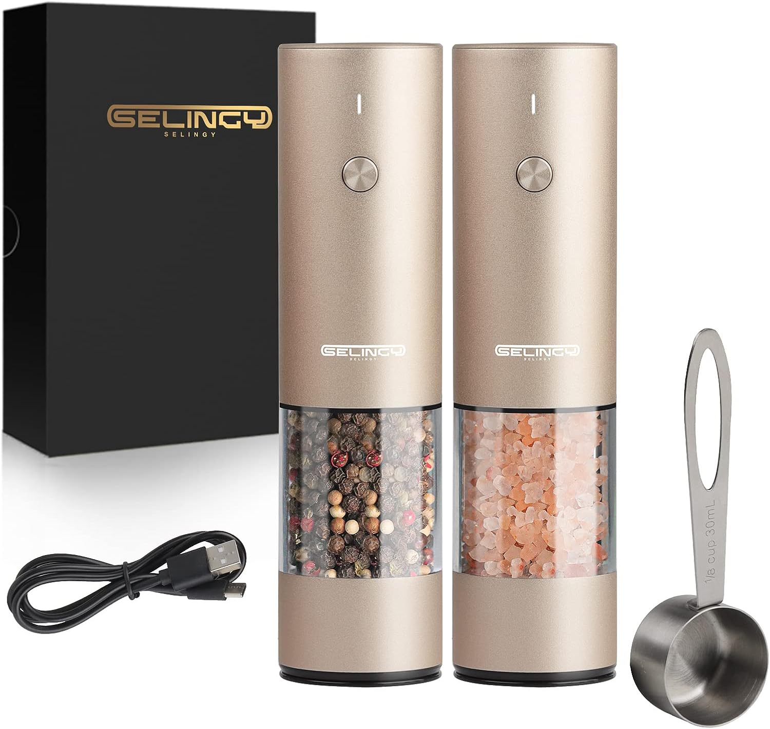Amazon.com: Electric Salt and Pepper Grinder Set - USB Rechargeable ...