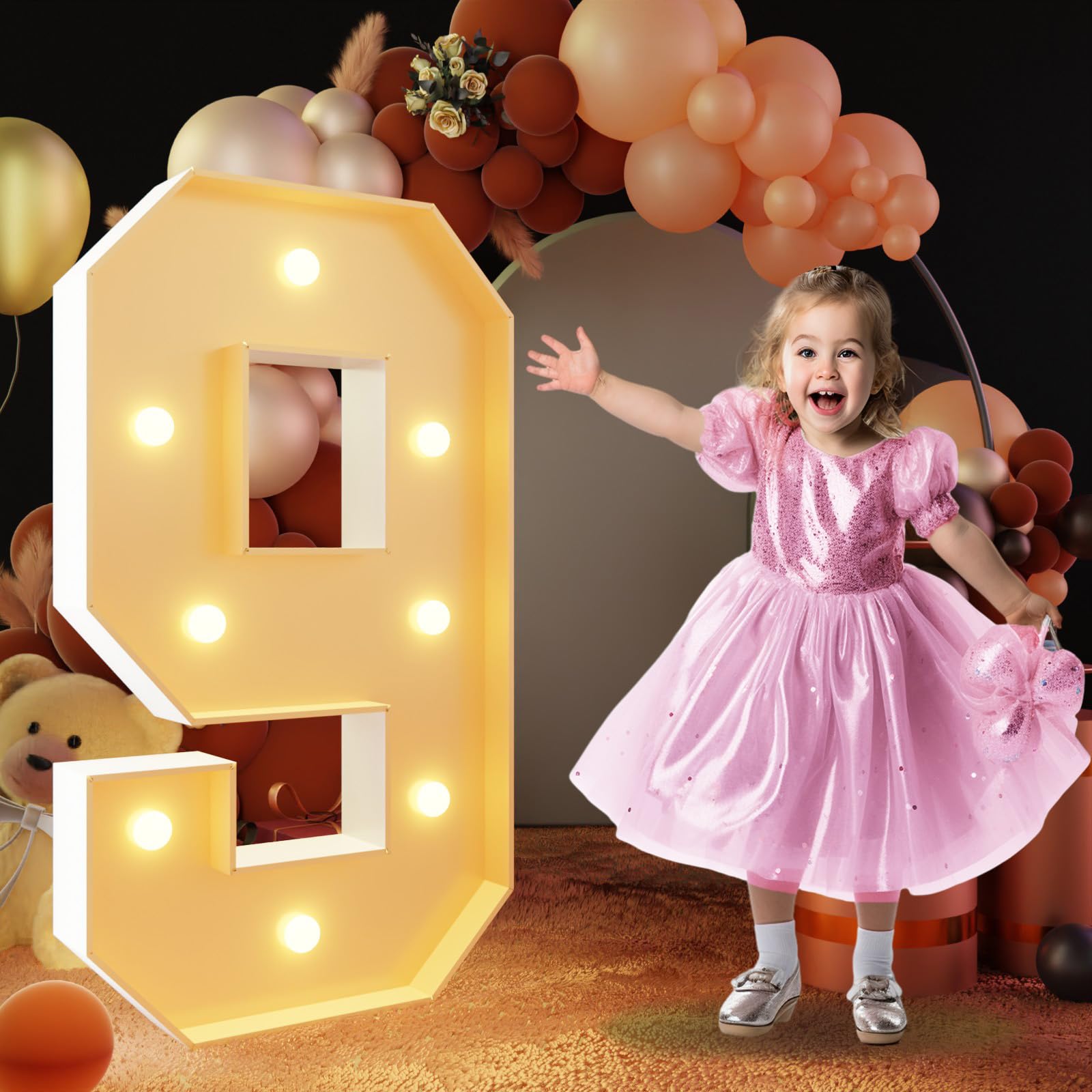 imprsv 3FT Marquee Light Up Numbers, Marquee Numbers for Birthday ...