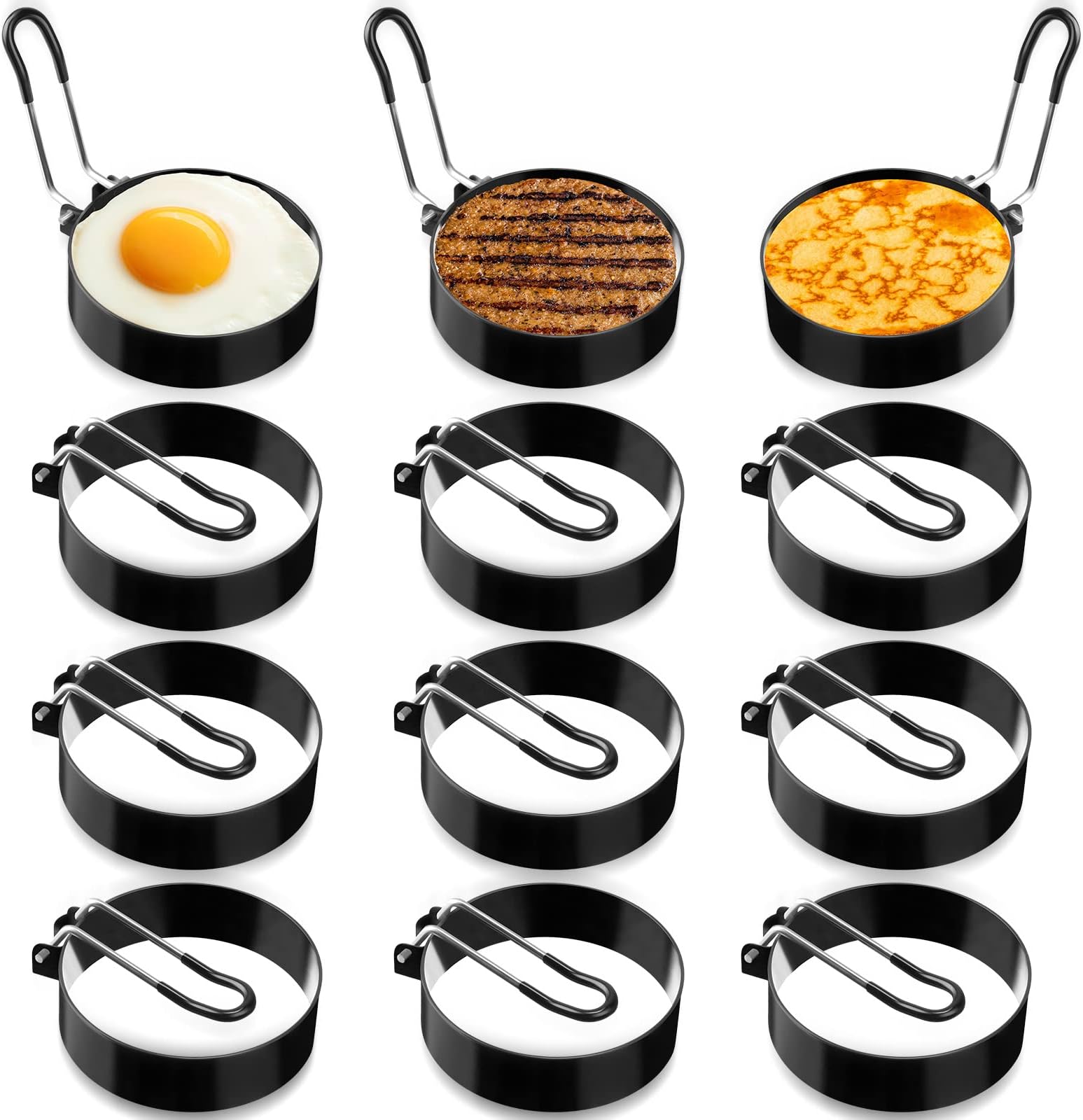 Amazon.com: Yaomiao 12 Pcs Egg Rings for Frying Eggs Nonstick Pancake ...