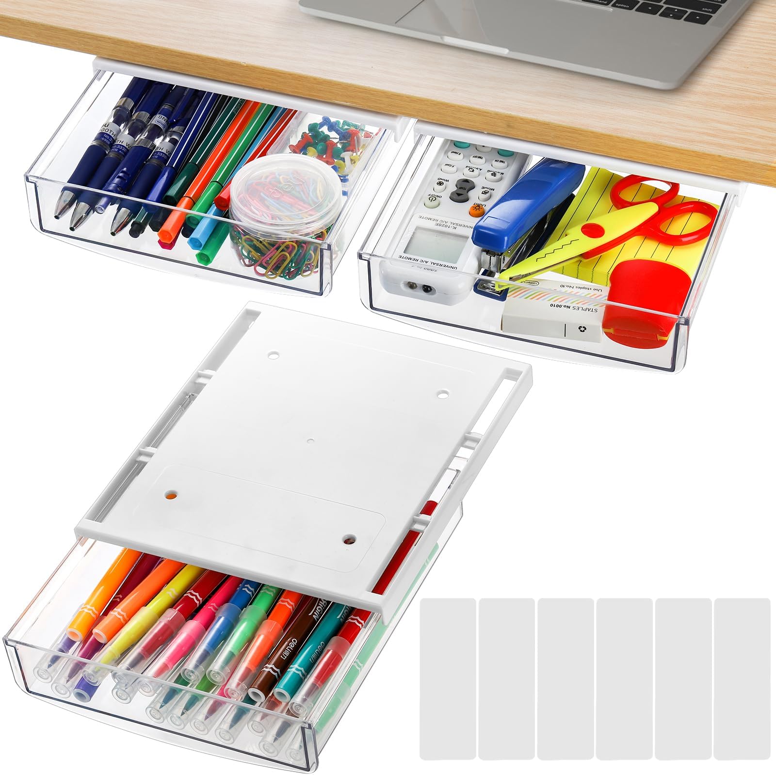 Amazon.com: LuluEasy 4 Pack Under Desk Drawer Self-Adhesive Hidden ...