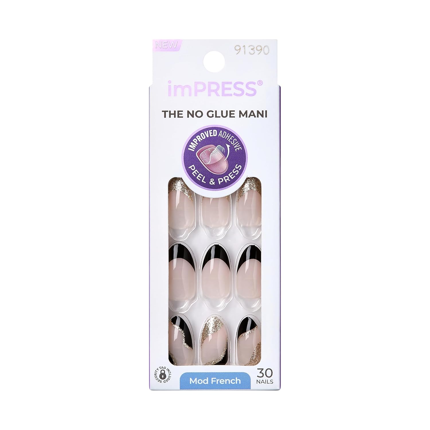 Amazon.com: KISS imPRESS No Glue Mani Press-On Nails, French, 'Illusion ...