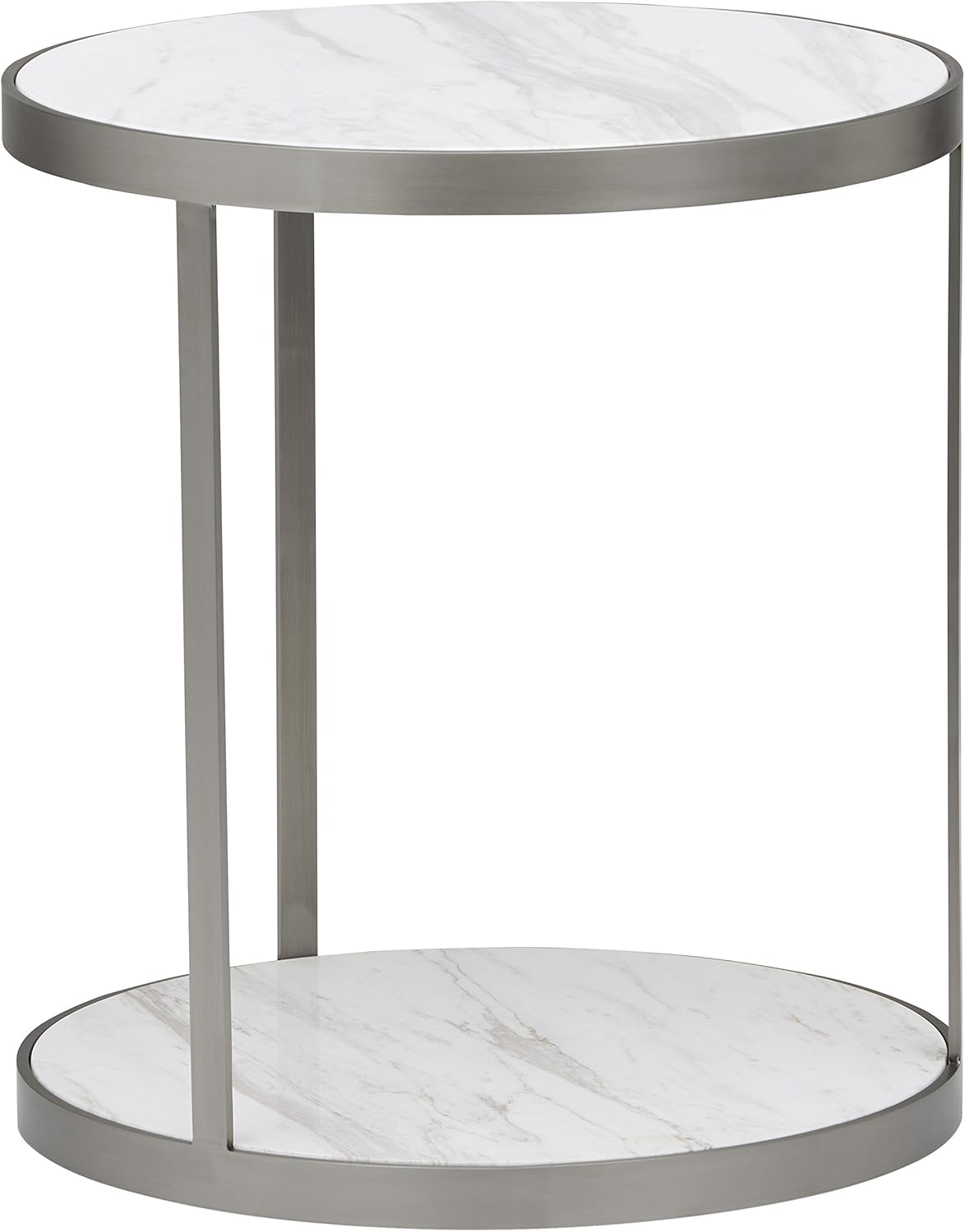 Amazon Brand - Rivet Molly Round End/Side Table, 45 x 45 x 50cm, White ...