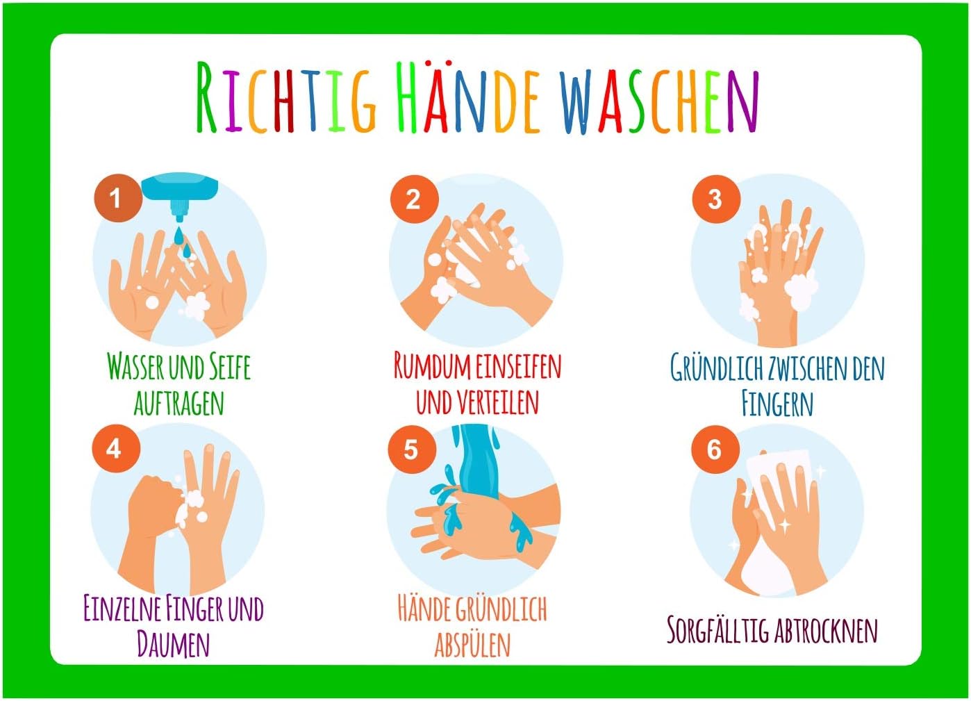 10er Set Hände waschen Aufkleber Schulen Kitas Geschäfte Händewaschen Hinweisschild Hände ...