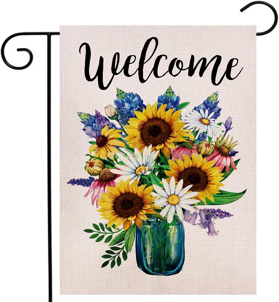 Amazon.com : Welcome Spring Garden Flag 12x18 Double Sided, Burlap ...