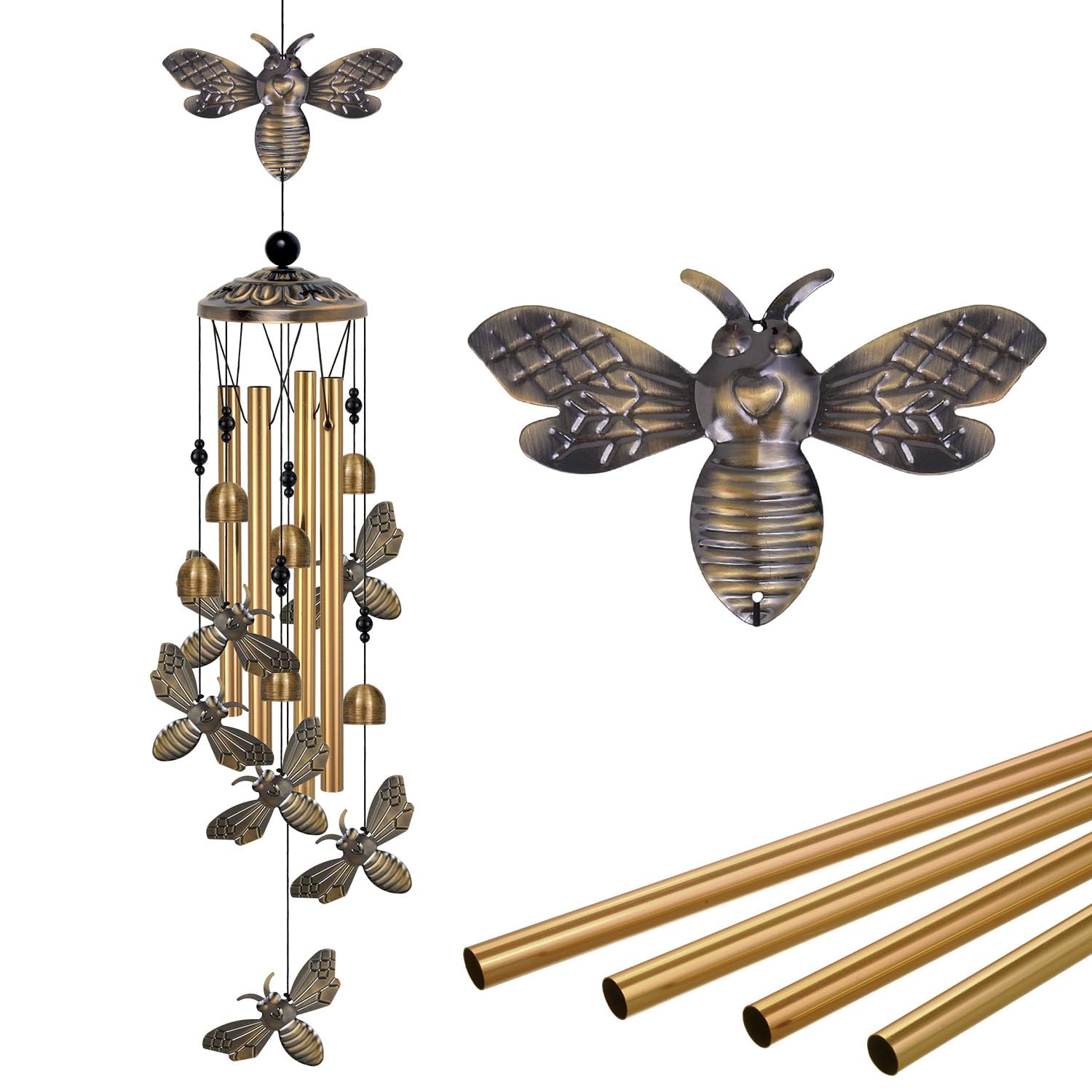 Amazon.com : Outdoor Bee Wind Chimes Decor, Memorial Wind Chimes ...